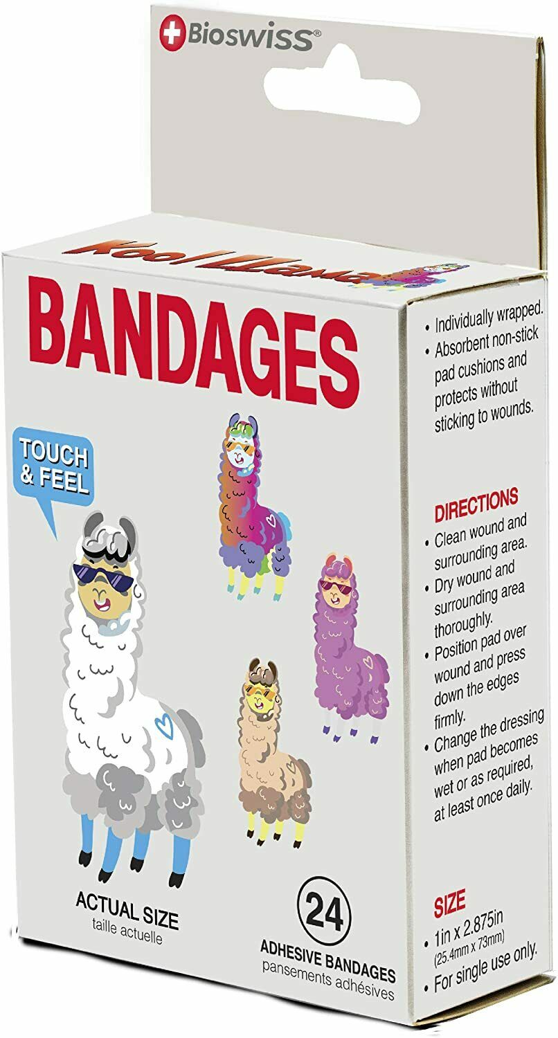 BioSwiss Bandages, Llama Shaped Self Adhesive Bandage, Latex Free Sterile Wound Care, Fun First ...