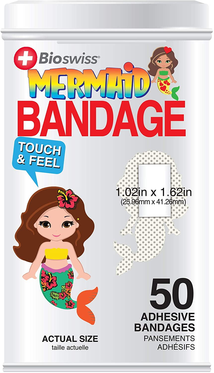 BioSwiss Bandages, Mermaid Shaped Self Adhesive Bandage, Latex Free ...
