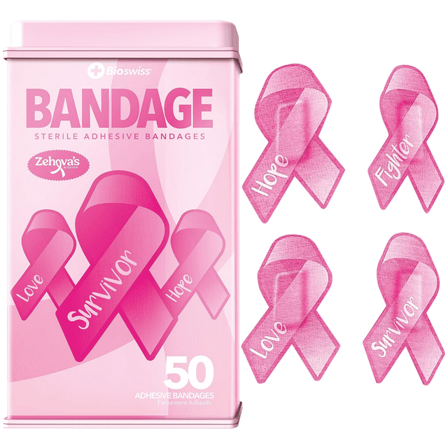 BioSwiss Bandages, Pink Ribbon Shaped Self Adhesive Bandage, Latex Free ...