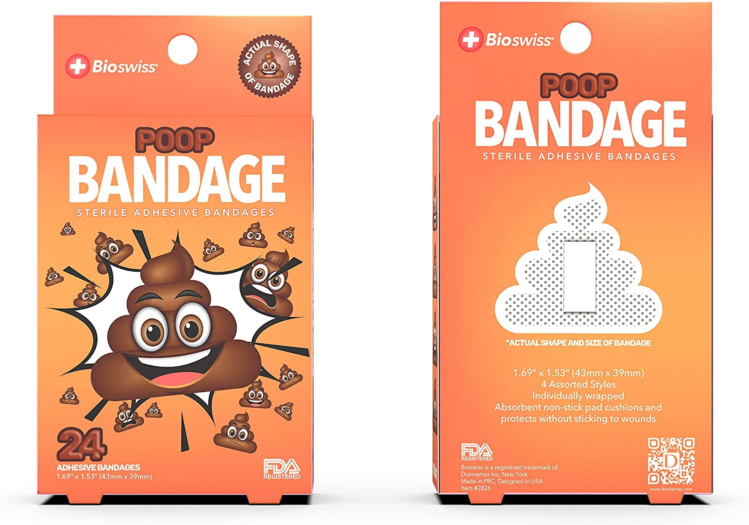 BioSwiss Bandages, Poop Shaped Self Adhesive Bandage, Latex Free ...