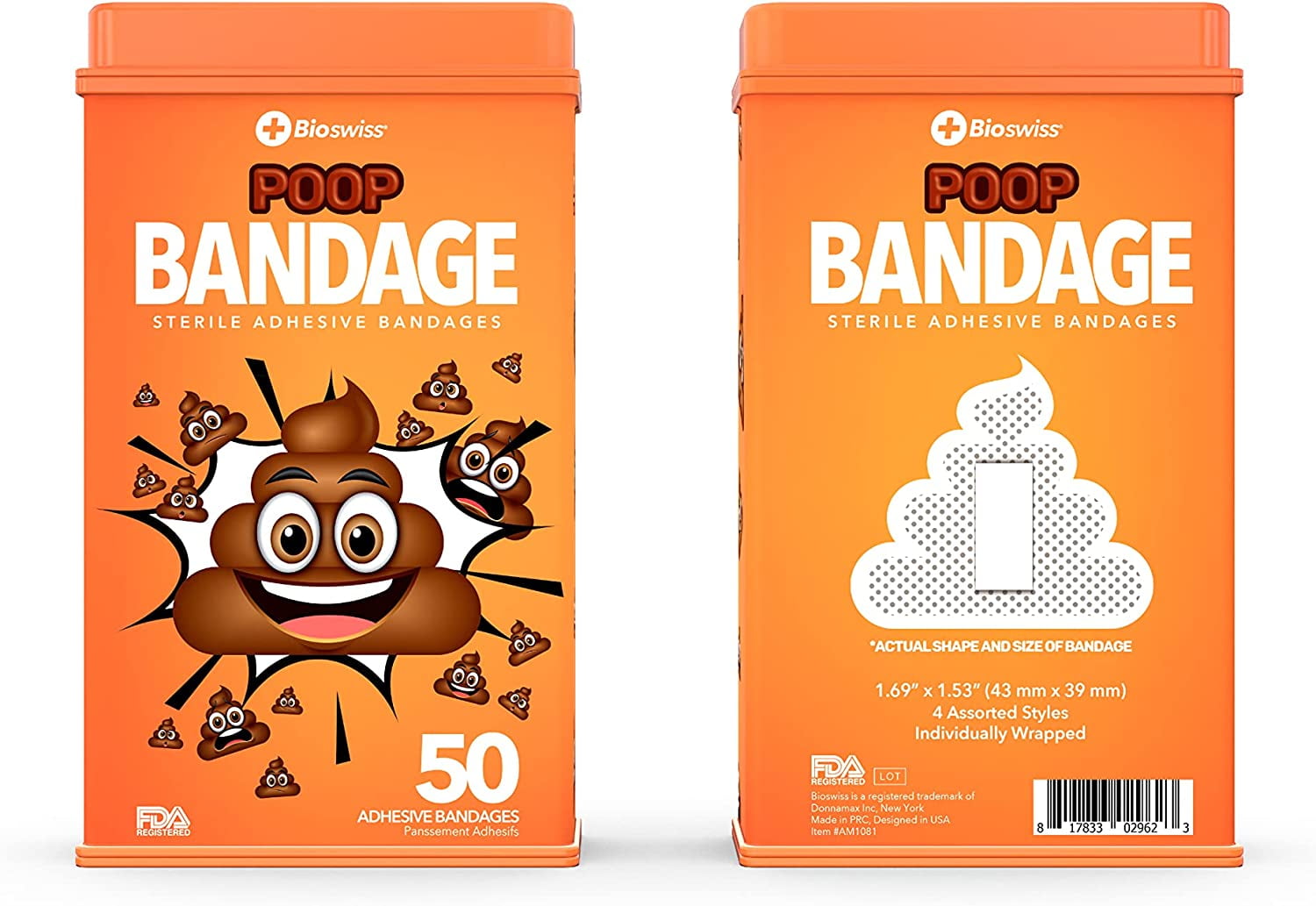 BioSwiss Bandages, Poop Shaped Self Adhesive Bandage, Latex Free ...