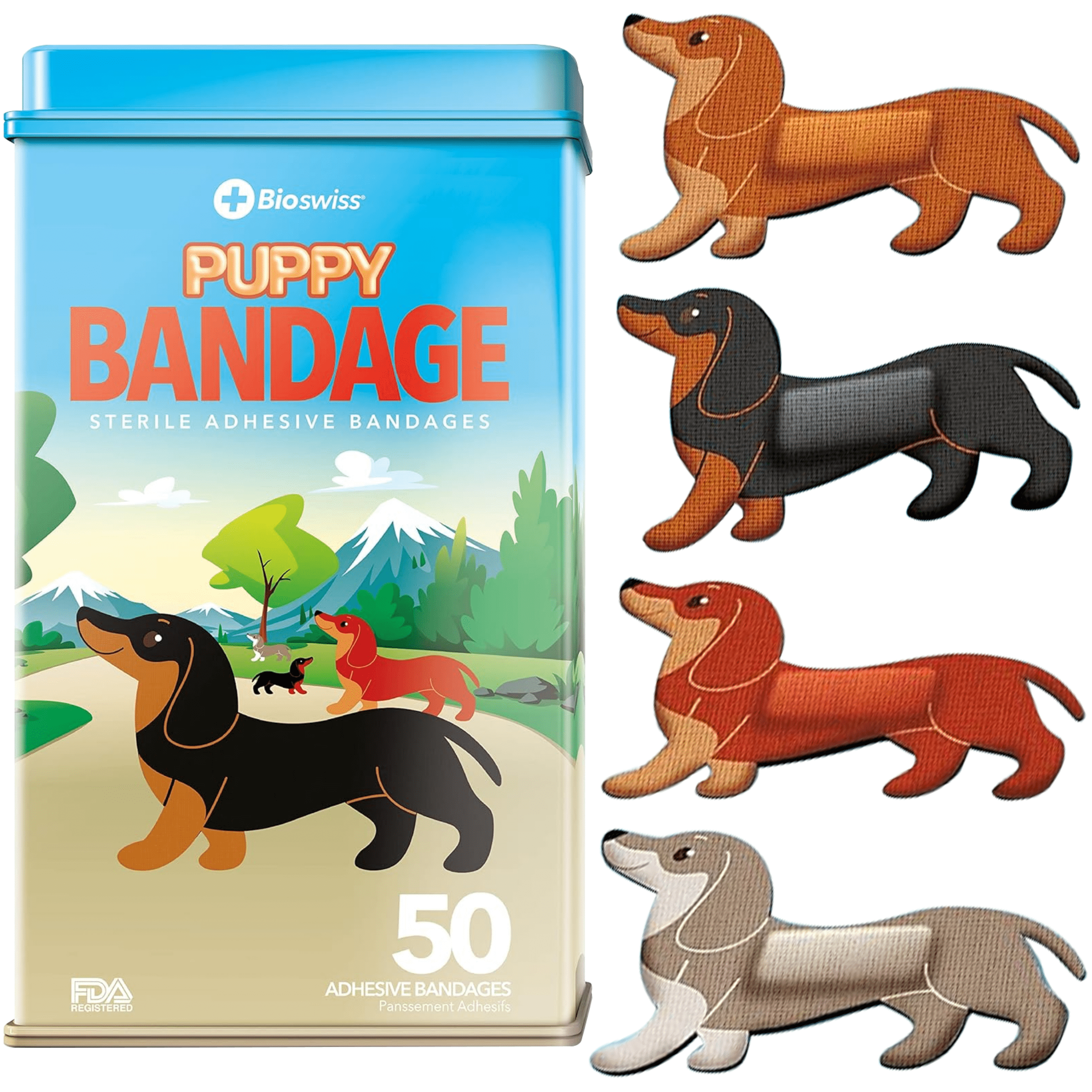 BioSwiss Bandages, Puppy Shaped Self Adhesive Bandage, Latex Free ...