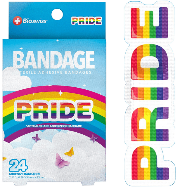 BioSwiss Bandages, Rainbow Pride Shaped Self Adhesive Bandage, Latex ...