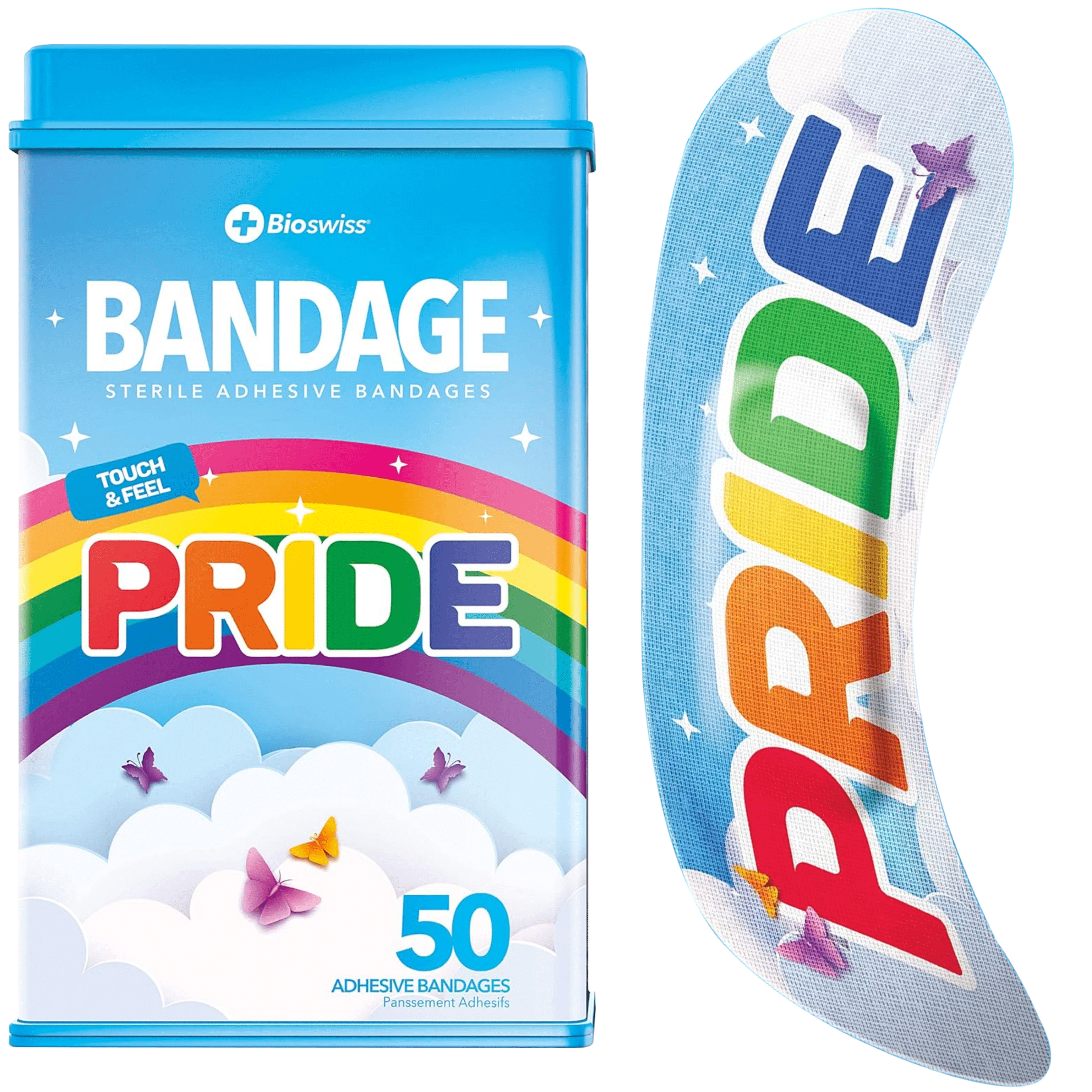 BioSwiss Bandages, Rainbow Pride Shaped Self Adhesive Bandage, Latex ...