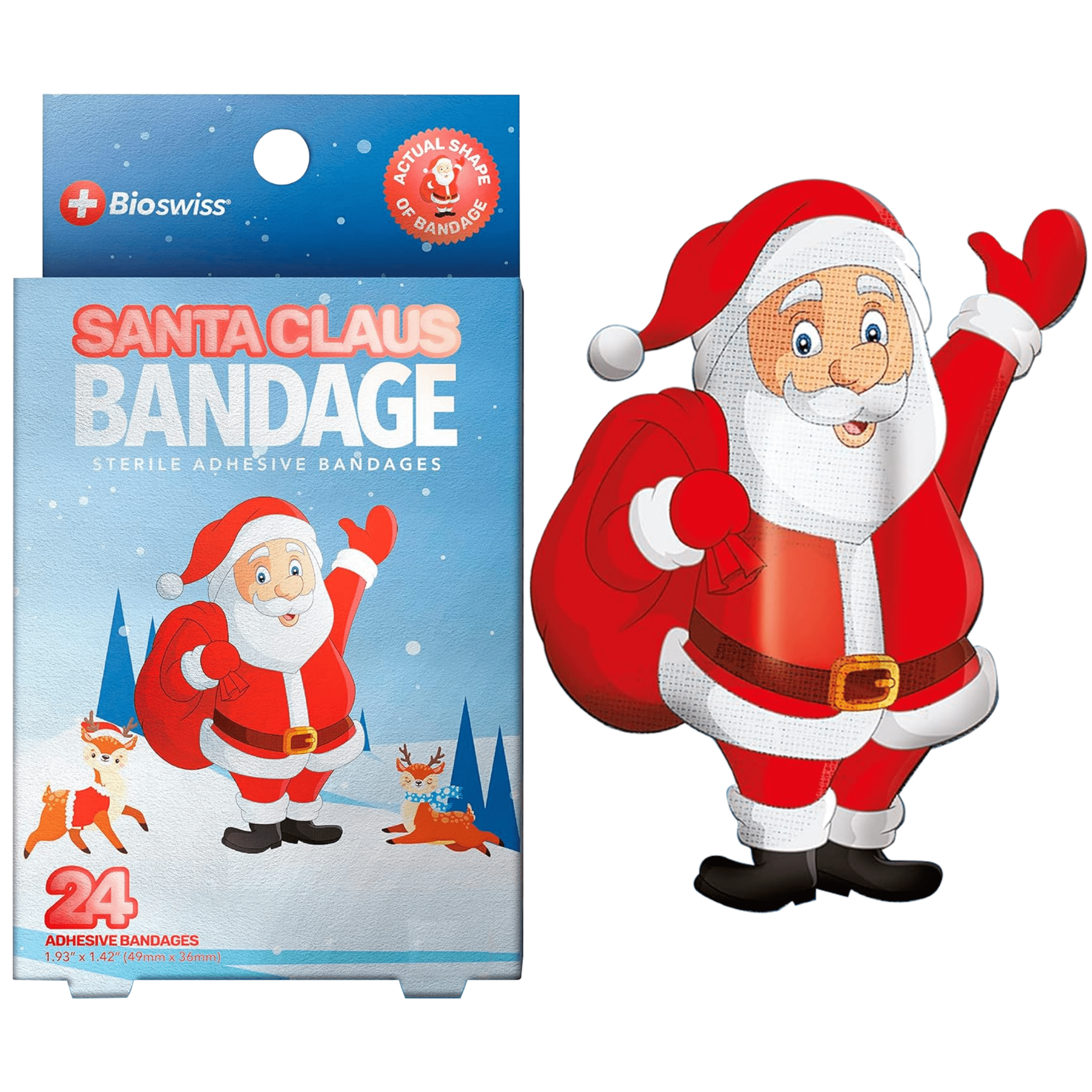 BioSwiss Bandages, Santa Claus Shaped Self Adhesive Bandage, Latex Free ...