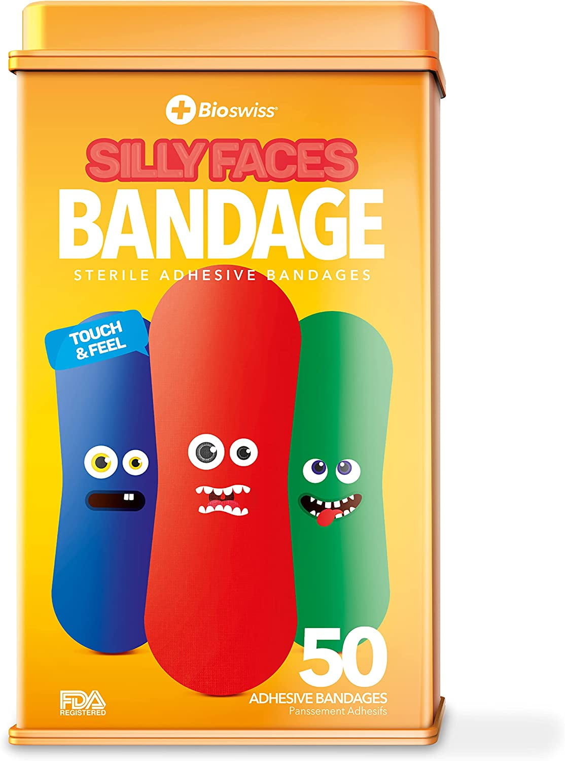 BioSwiss Bandages, Silly Faces Shaped Self Adhesive Bandage, Latex Free ...