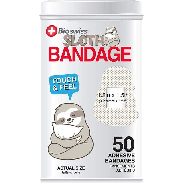 BioSwiss Bandages, Sloth Shaped Self Adhesive Bandage, Latex Free ...