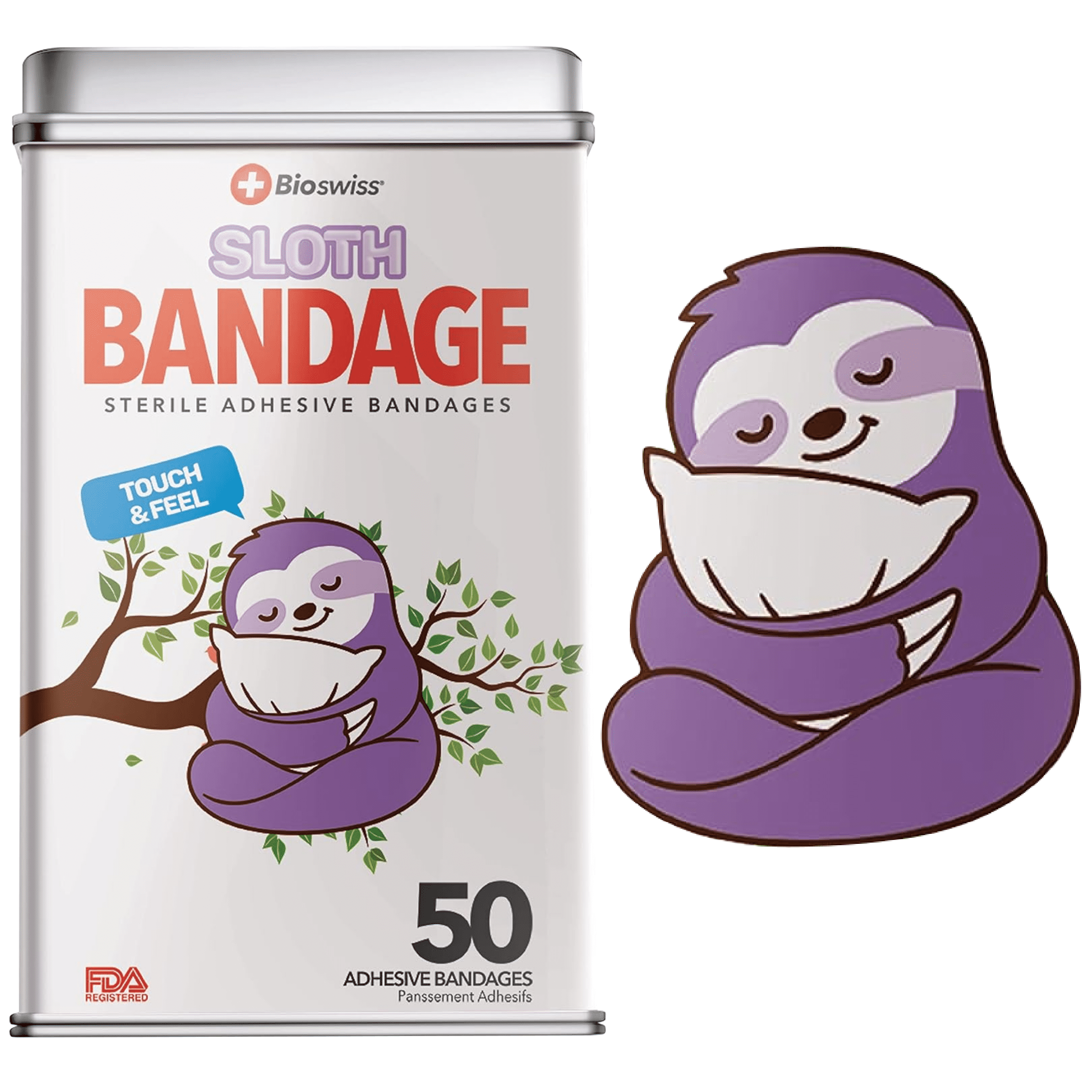 BioSwiss Bandages, Sloth Shaped Self Adhesive Bandage, Latex Free ...