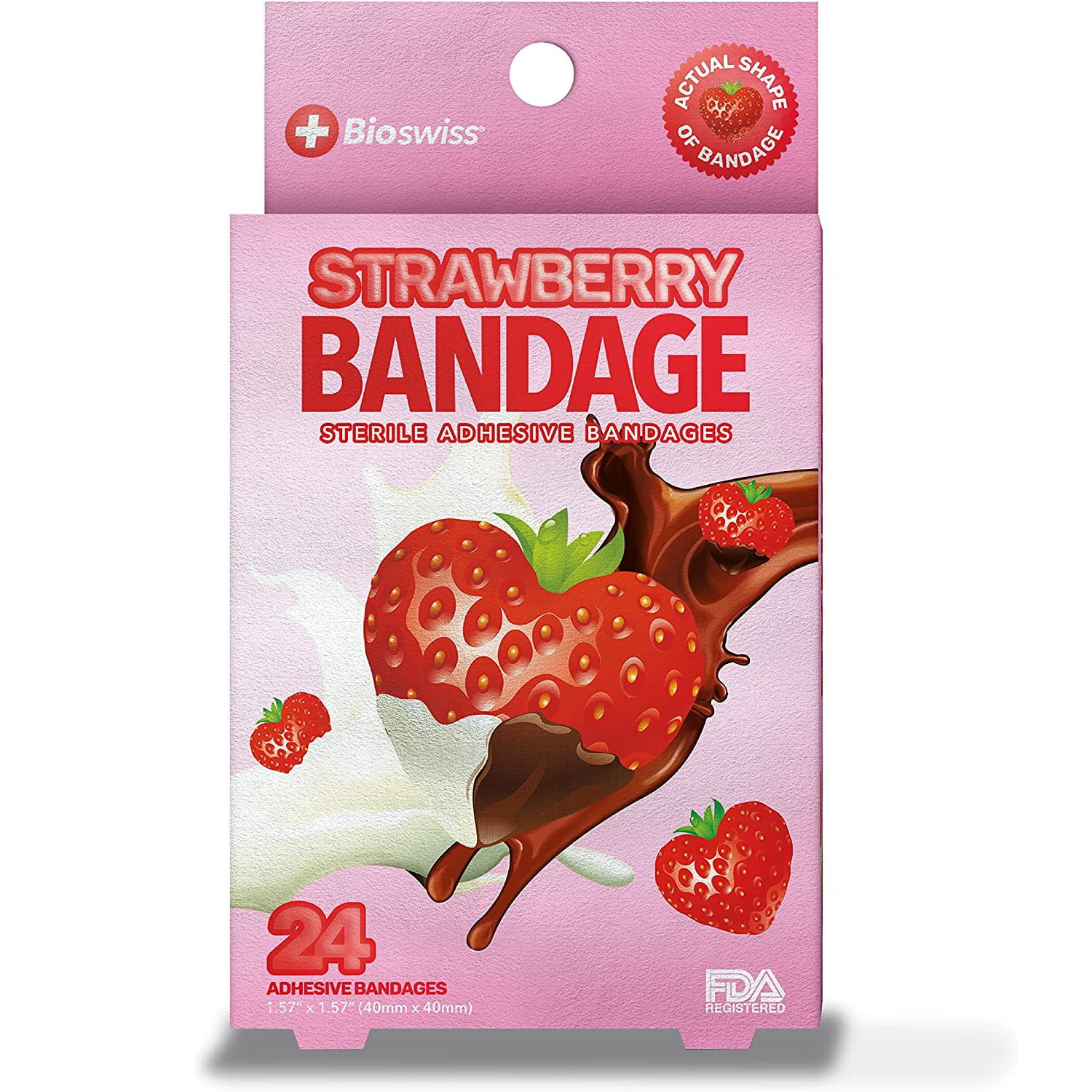 BioSwiss Bandages, Strawberry Shaped Self Adhesive Bandages, Latex Free ...