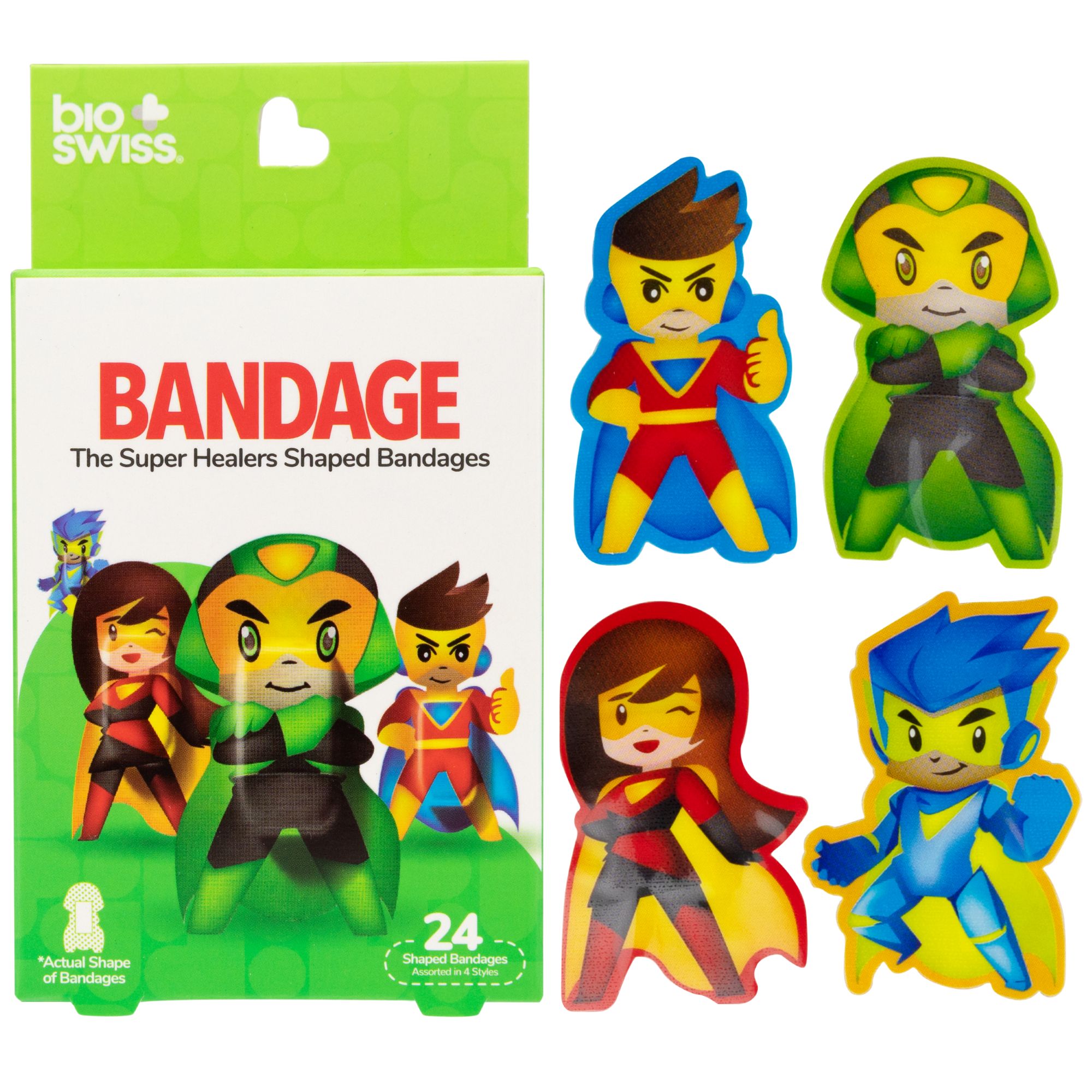 BioSwiss Bandages, Super Healers Superhero Shaped Self Adhesive Bandage ...