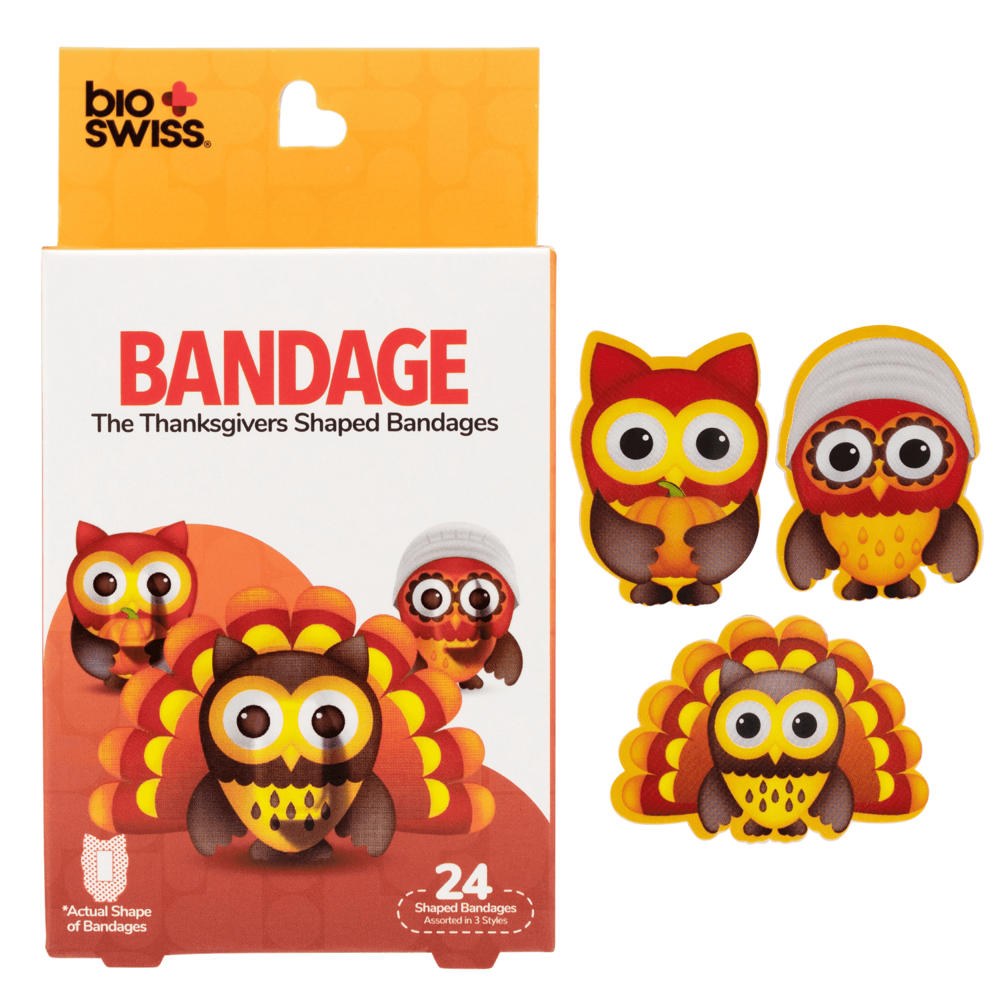 BioSwiss Bandages, Thanksgiving Shaped Self Adhesive Bandage, Latex ...