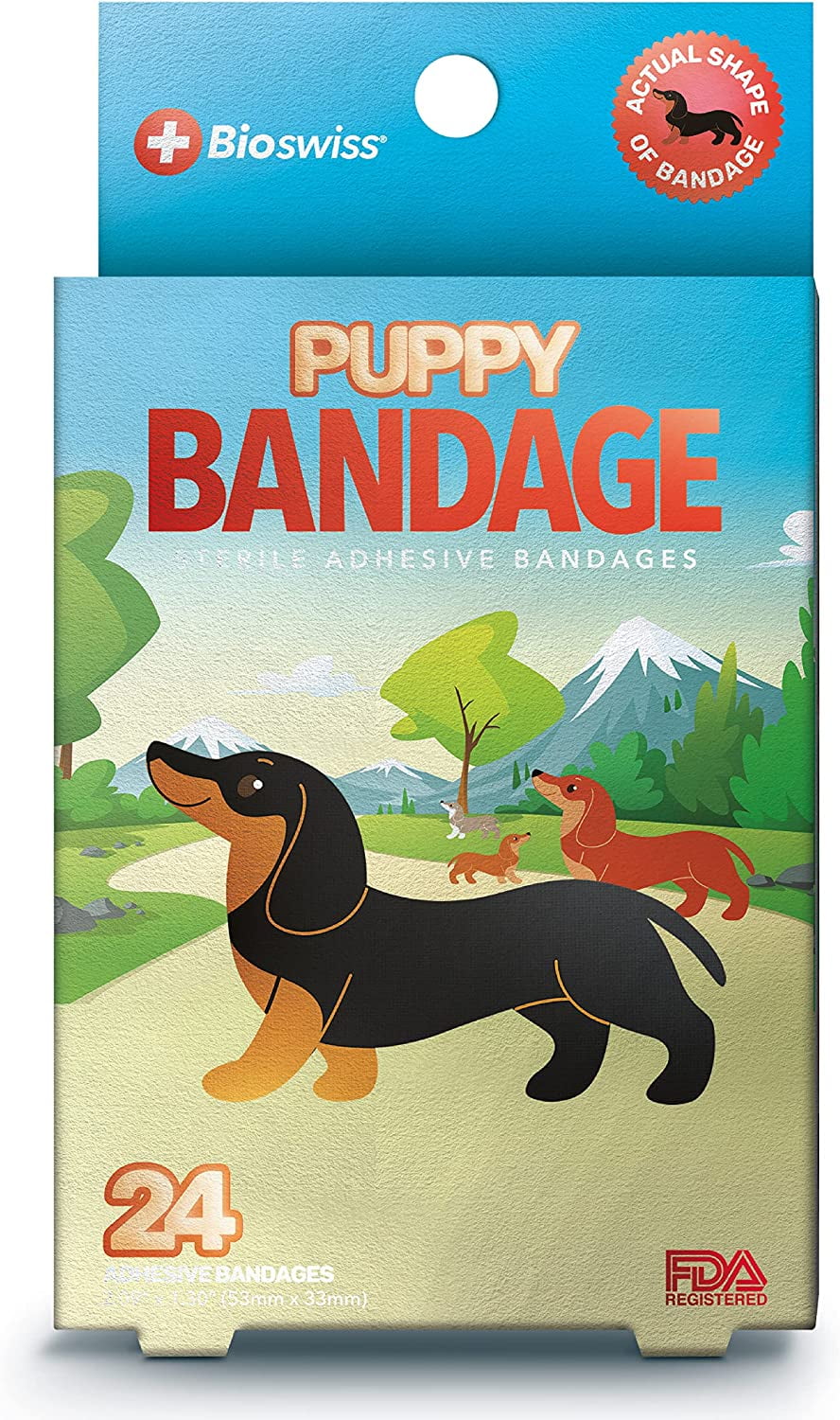 BioSwiss Bandages, Weiner Dog Shaped Self Adhesive Bandage, Latex Free ...