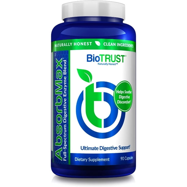 BioTrust AbsorbMax Broad Spectrum Digestive Enzyme Blend, Gluten Free ...