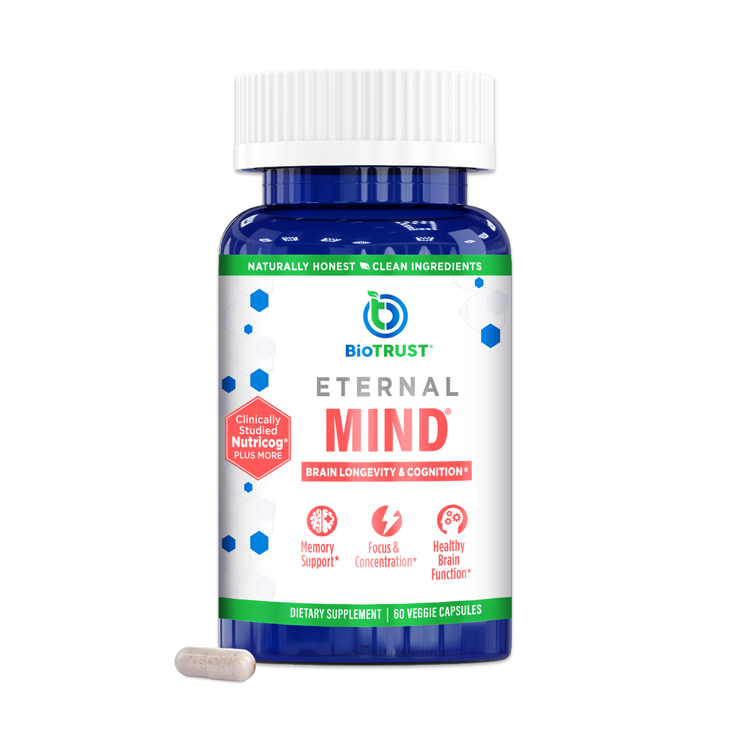 BioTrust Eternal Mind Brain Supplements for Memory & Focus - Sharpen Memory, Cognition & Focus ...