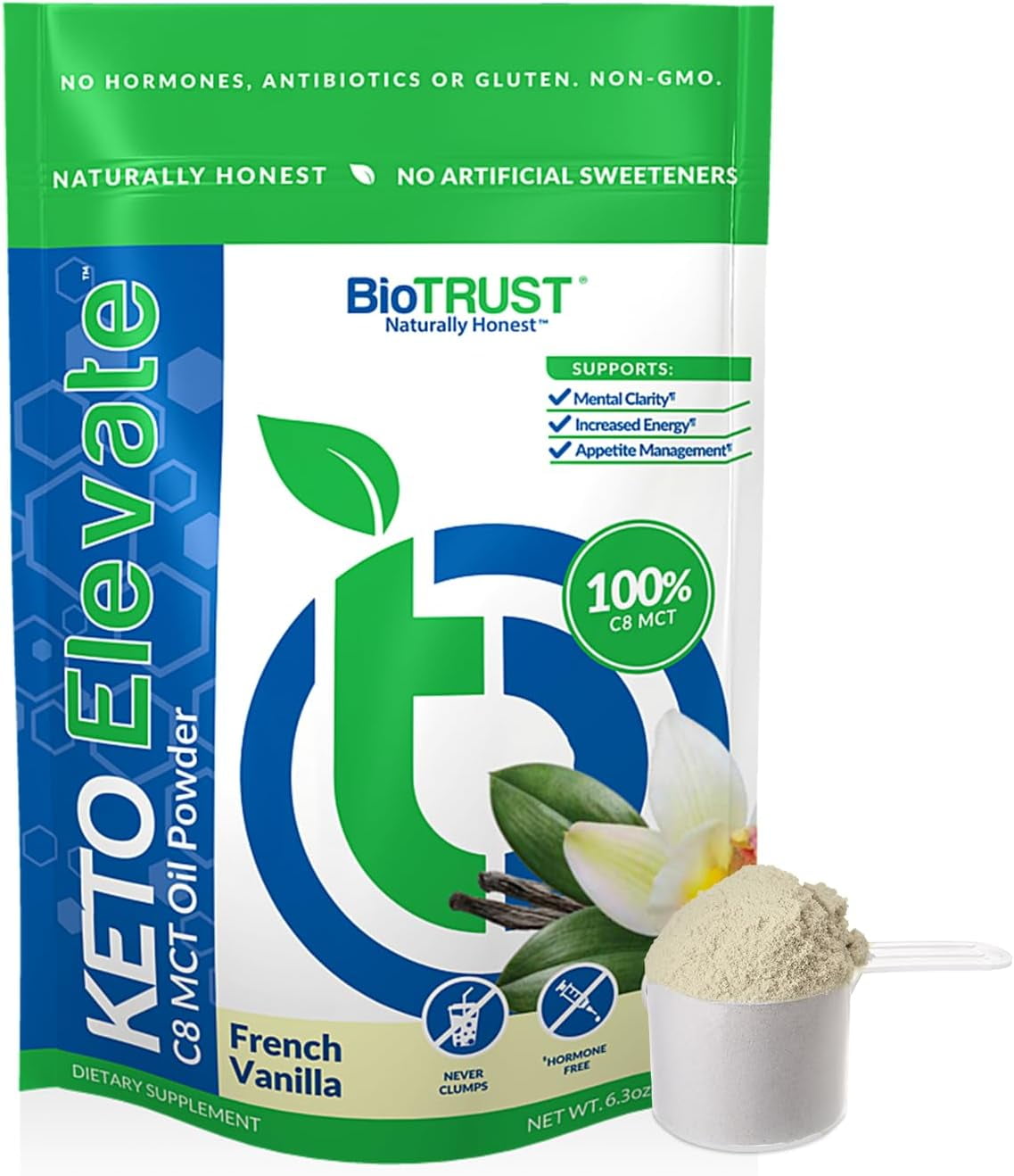 BioTrust Keto Elevate – C8 MCT Oil Powder, Keto Coffee Creamer, Non-GMO ...