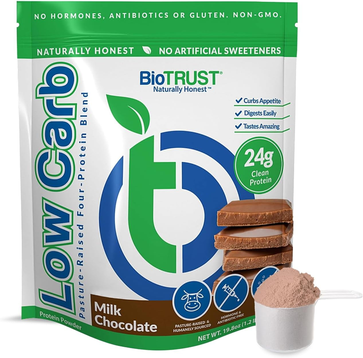 BioTrust Healthy Low Carb Protein Powder - Whey & Casein Blend, Non-GMO ...