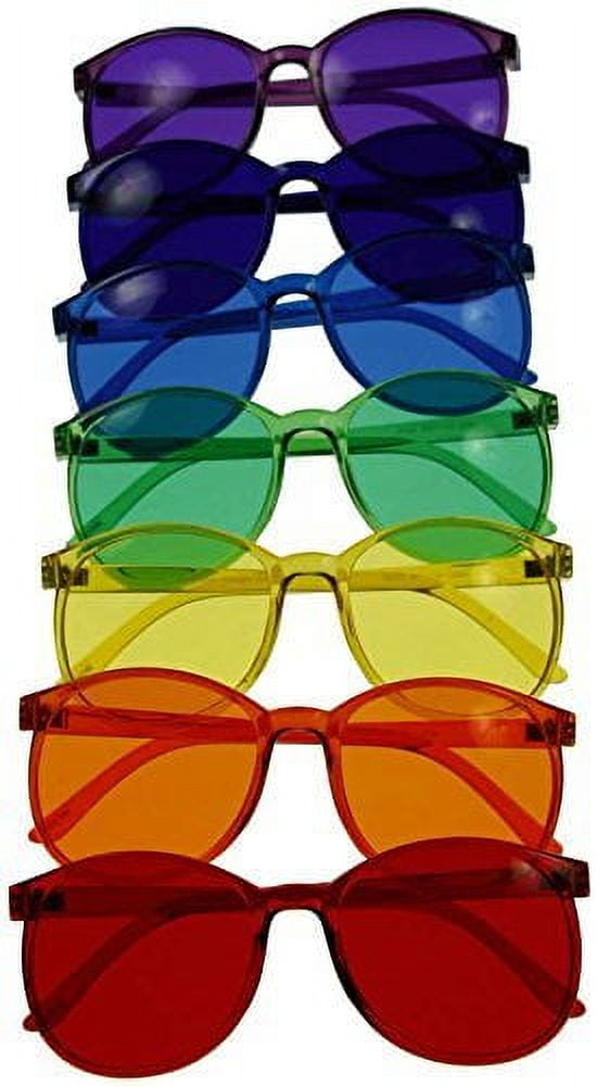 BioWaves Round Style Color Therapy Glasses Set of 7 Colored Sunglasses ...