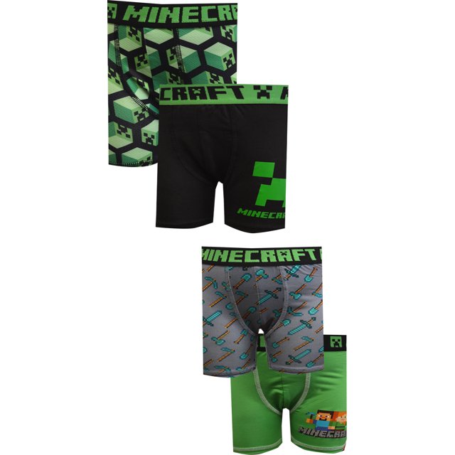 Boys Boxer Briefs Size 5 Minecraft Boys 4-Pack Minecraft Creeper ...