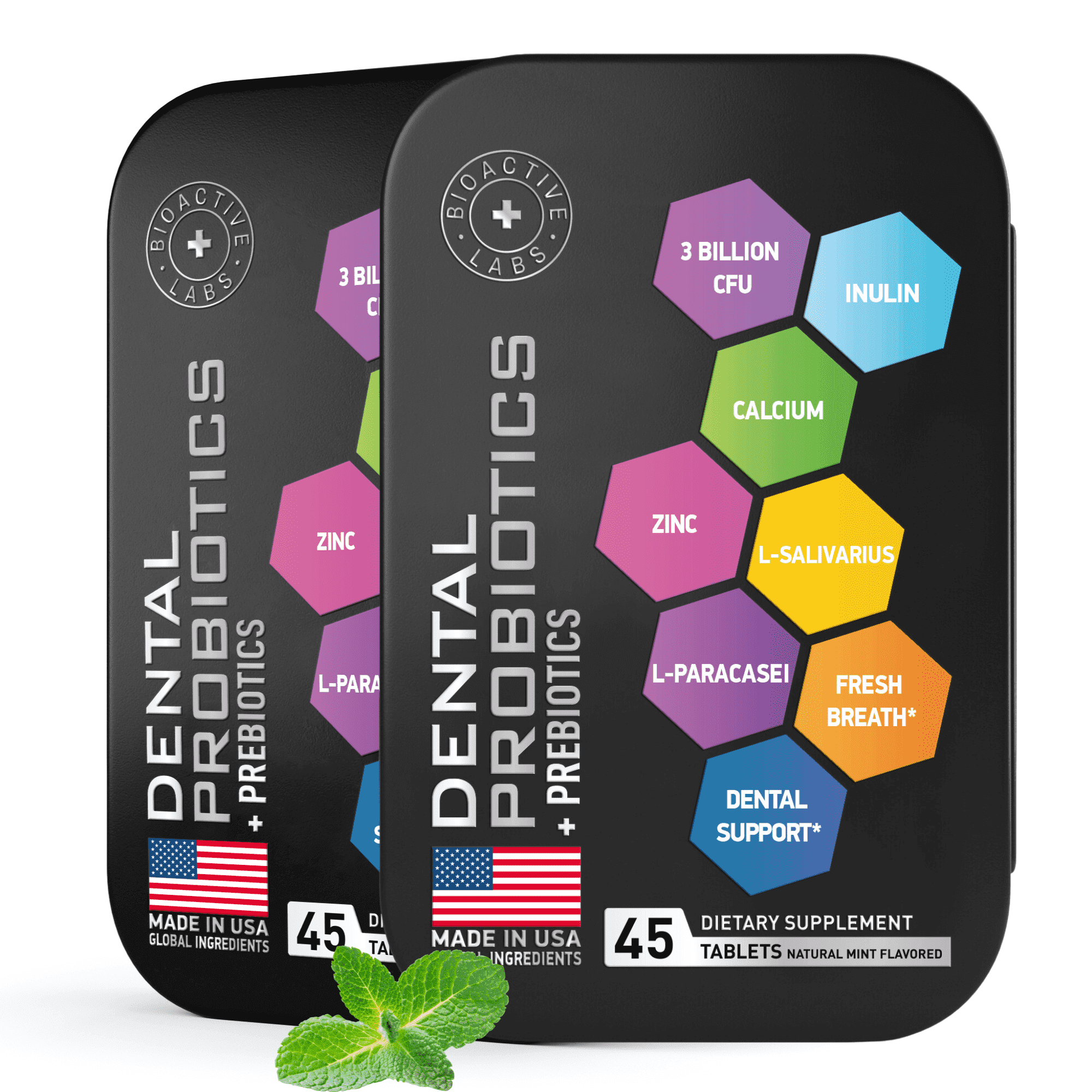 Bioactive Labs Dental Probiotics for Teeth and Gums, 2-Pack 90 Mint ...