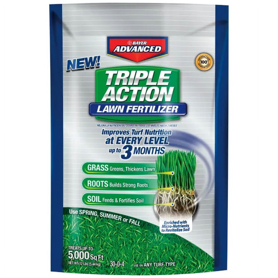 Bioadvanced 709860F Lawn Fertilizer Plus, 12 Pound Bag, Granular, 30-0 ...