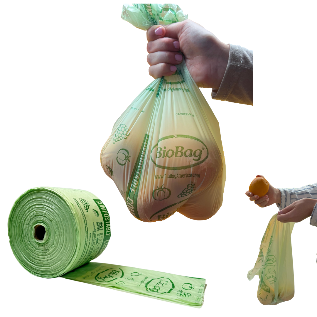 Biobag Compact Roll Produce Compost Bag-Made in USA (1500 Count) 15" x ...