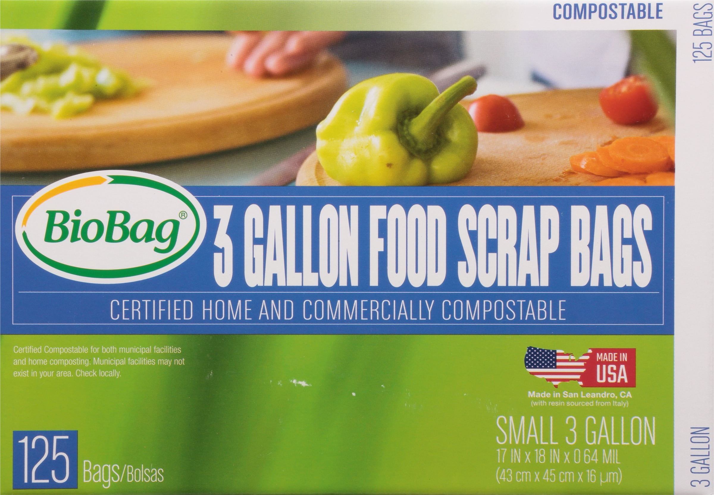 Biobag Food Waste Compostable Bags (3 Gallon), 125 Count - Walmart.com