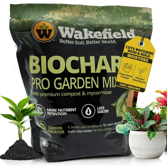 Biochar Pro Garden Mix Soil - 4 Quart Bag for Enhanced Plant Growth ...