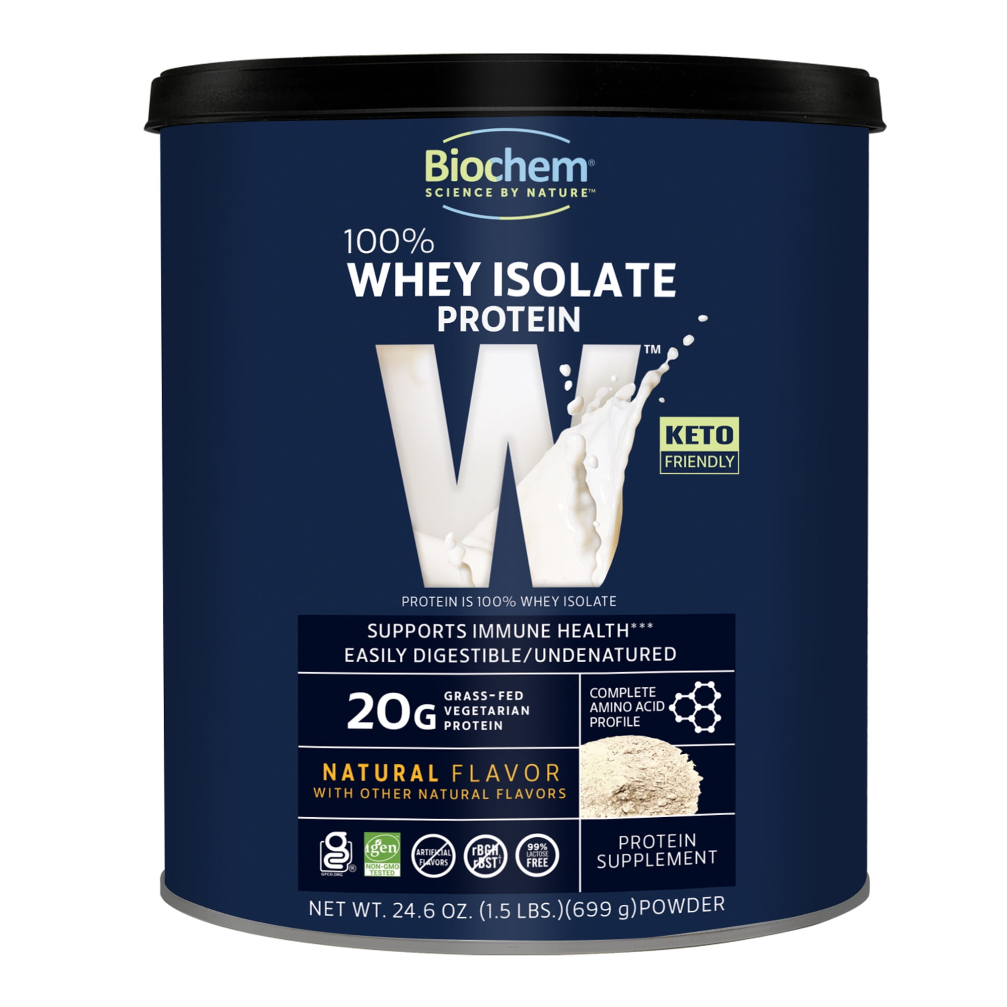 Biochem 100% Whey Isolate Protein - Natural 20 g protein 24.6 oz Pwdr ...