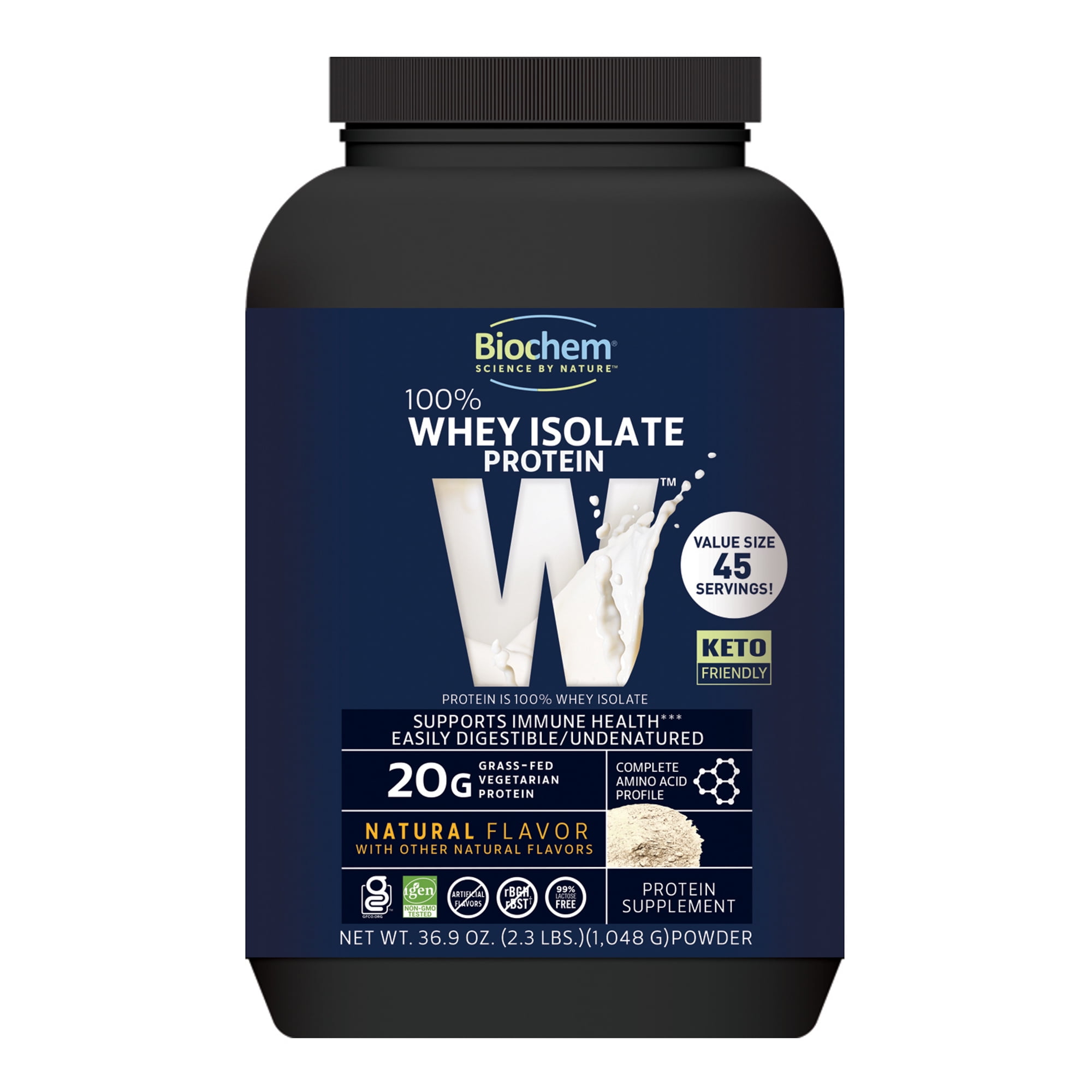 Biochem 100% Natural Whey Protein Shake, 20g, 36.9oz, Keto Friendly ...