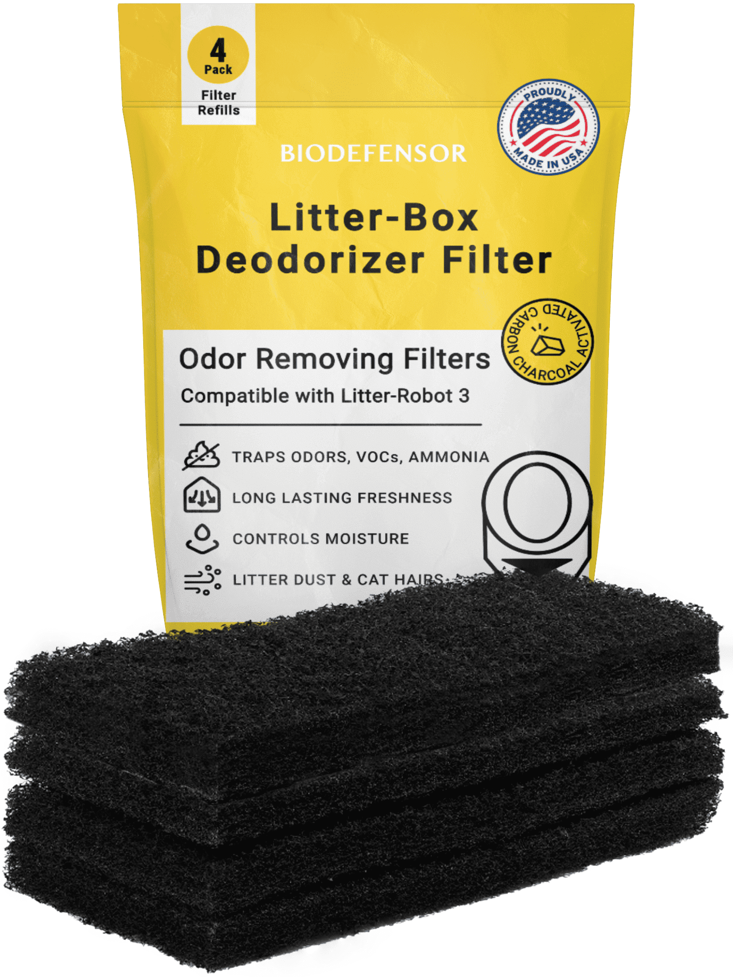Biodefensor Carbon Filters Compatible with Litter Robot 3 Absorbs Odors ...