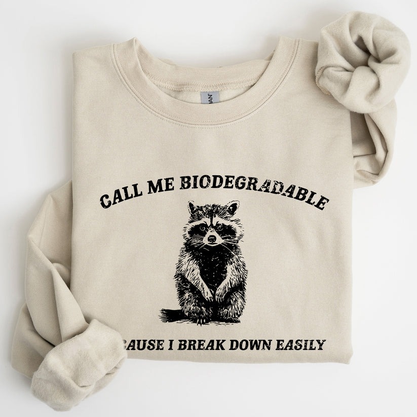 Biodegradable, Mental Health, Meme, Aesthetic, Funny Sweatshirt SAND ...