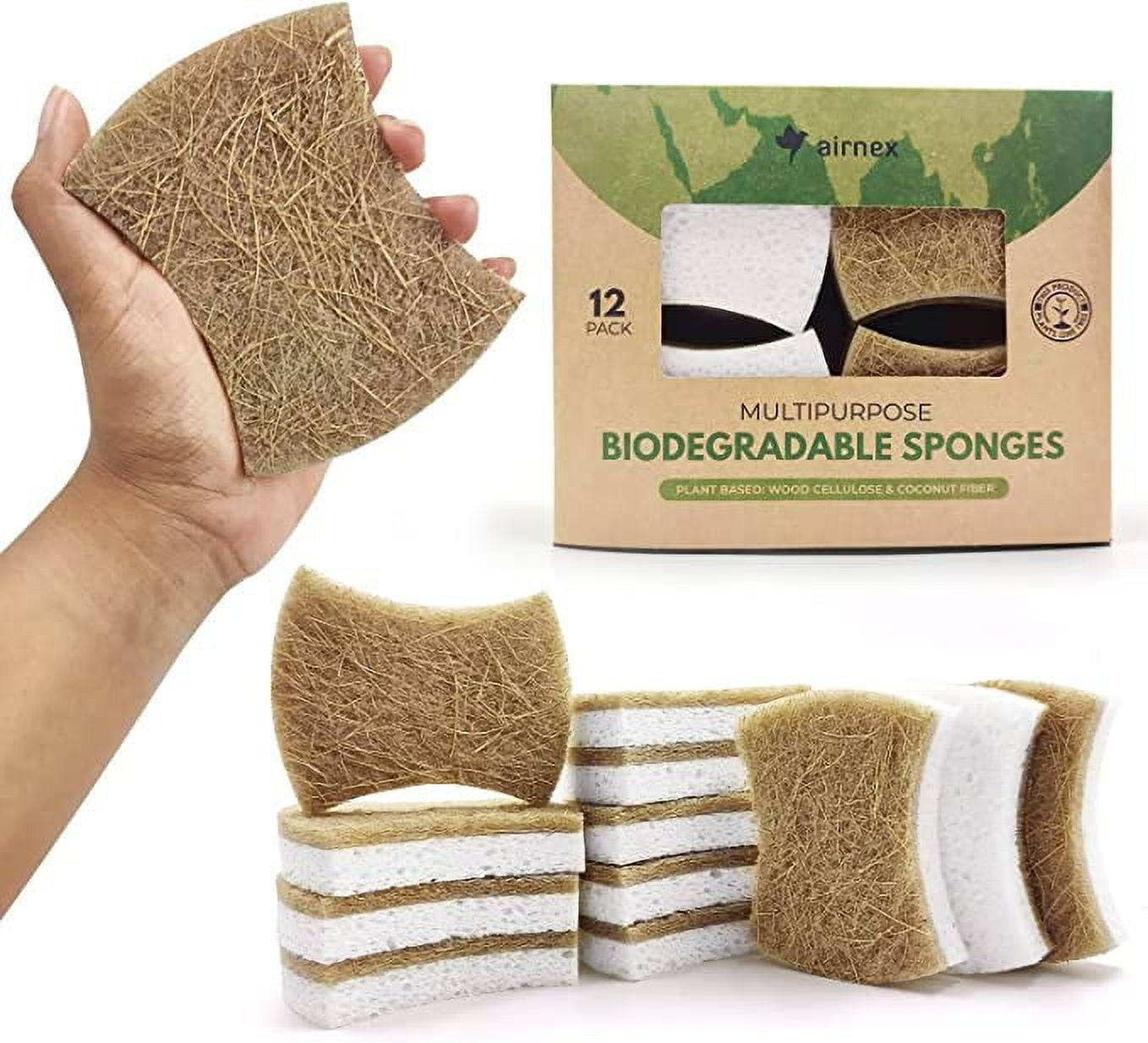 Biodegradable Natural Kitchen Sponge - Compostable Cellulose and ...