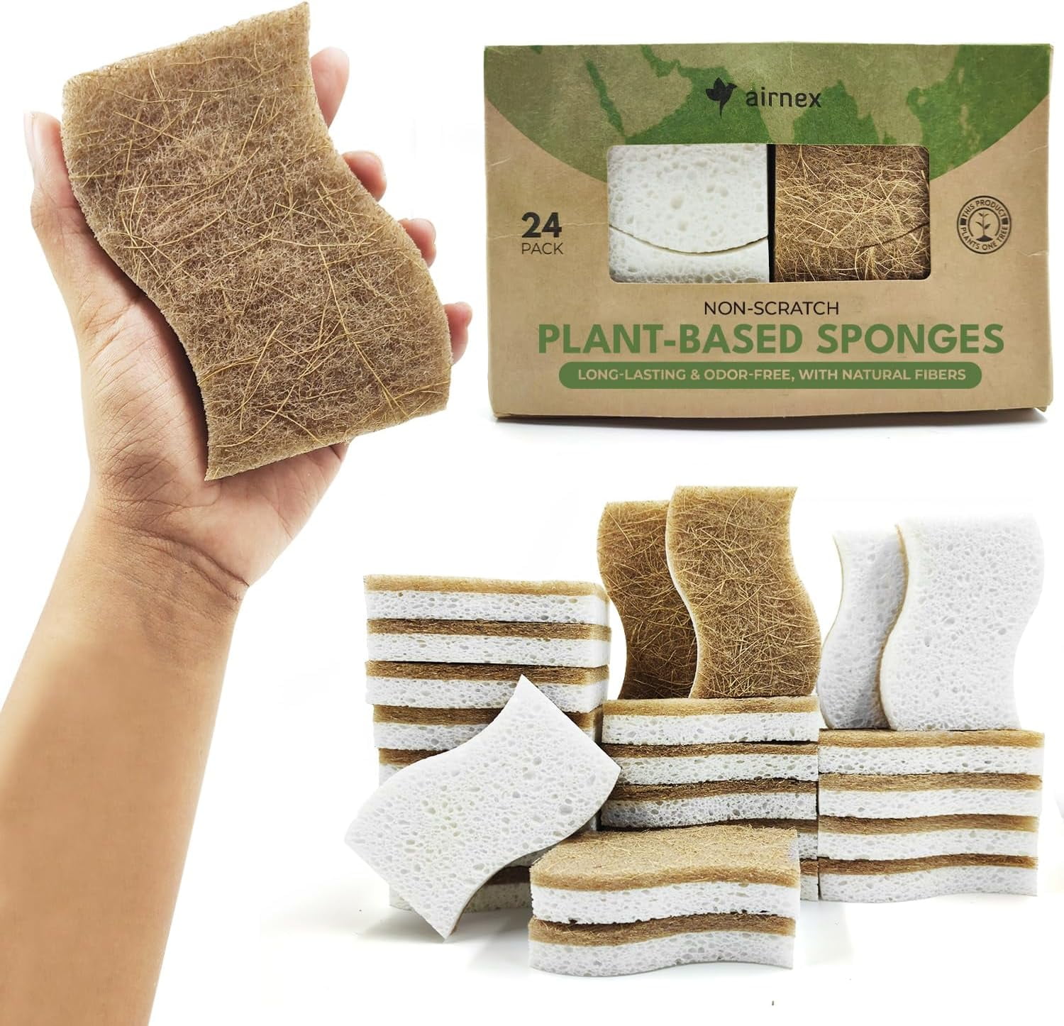Biodegradable Natural Kitchen Sponge - Compostable Cellulose and ...