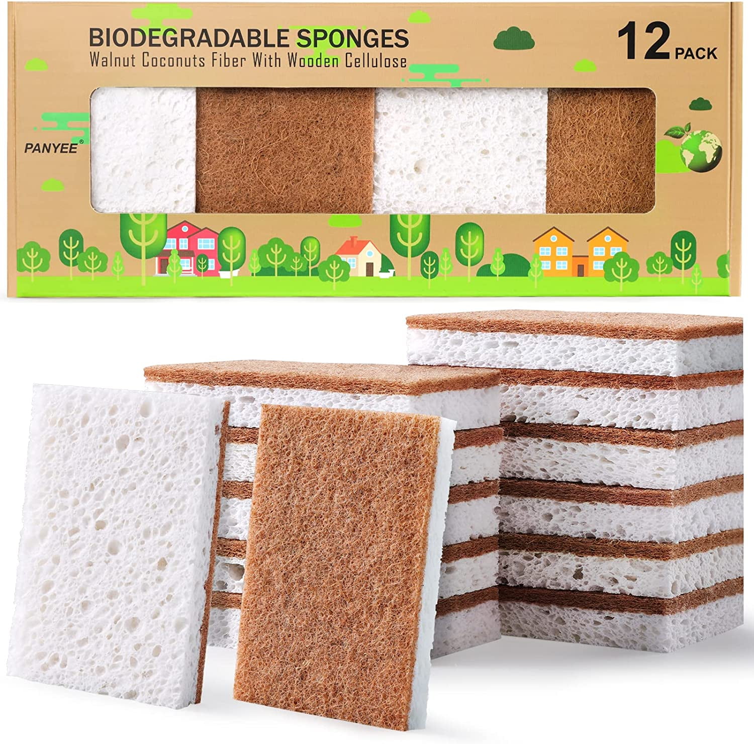Biodegradable Natural Kitchen Sponge，Eco Friendly Sponges for Dishes ...