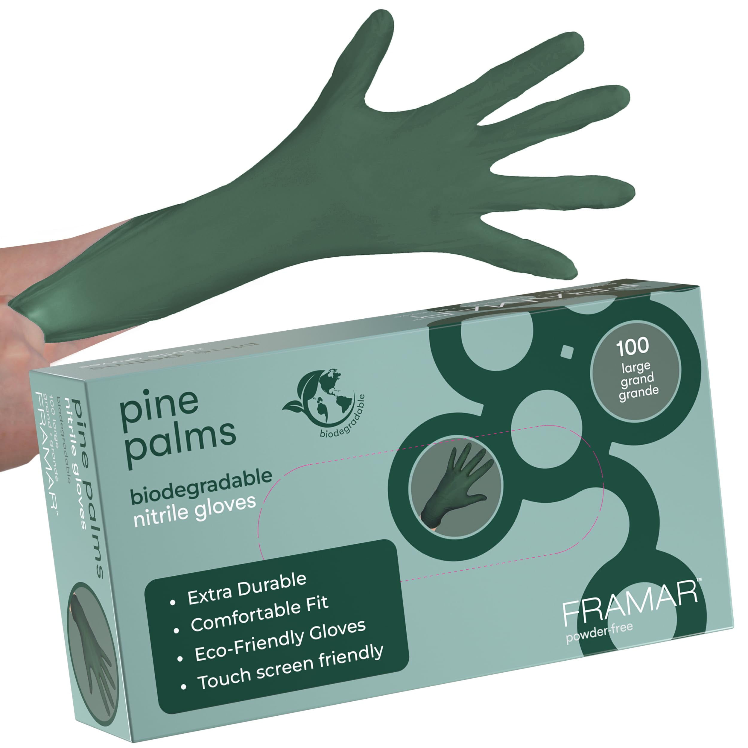 Biodegradable Nitrile Gloves Large 100 Pack, Latex Free Disposable ...