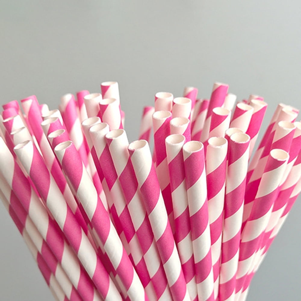 Biodegradable Paper Straws Rainbow Stripe Paper Straw for Juice Soda ...