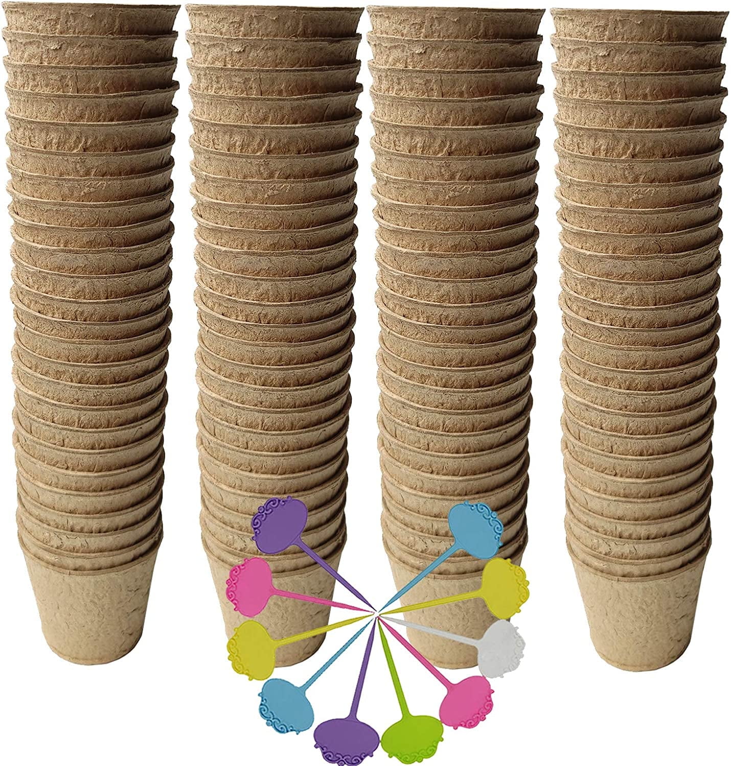 Biodegradable Peat Pots, 100 Pack Seed Starter Kit, 2.4inch Nursery ...