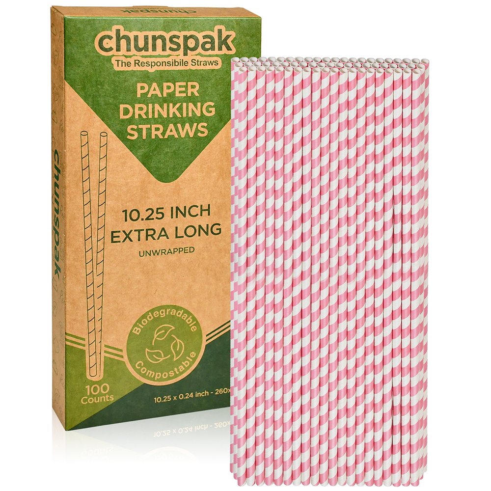 100-200 Bulk Packed Paper Straws Pattern Color -Biodegradable FDA ...