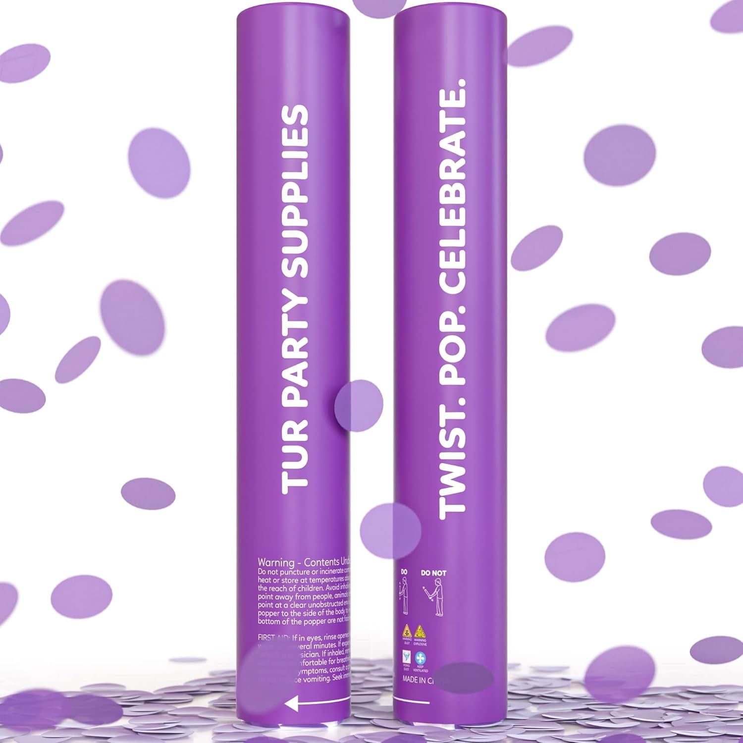 TUR Purple Confetti Cannons Biodegradable 2 Pack, Confetti Poppers for ...