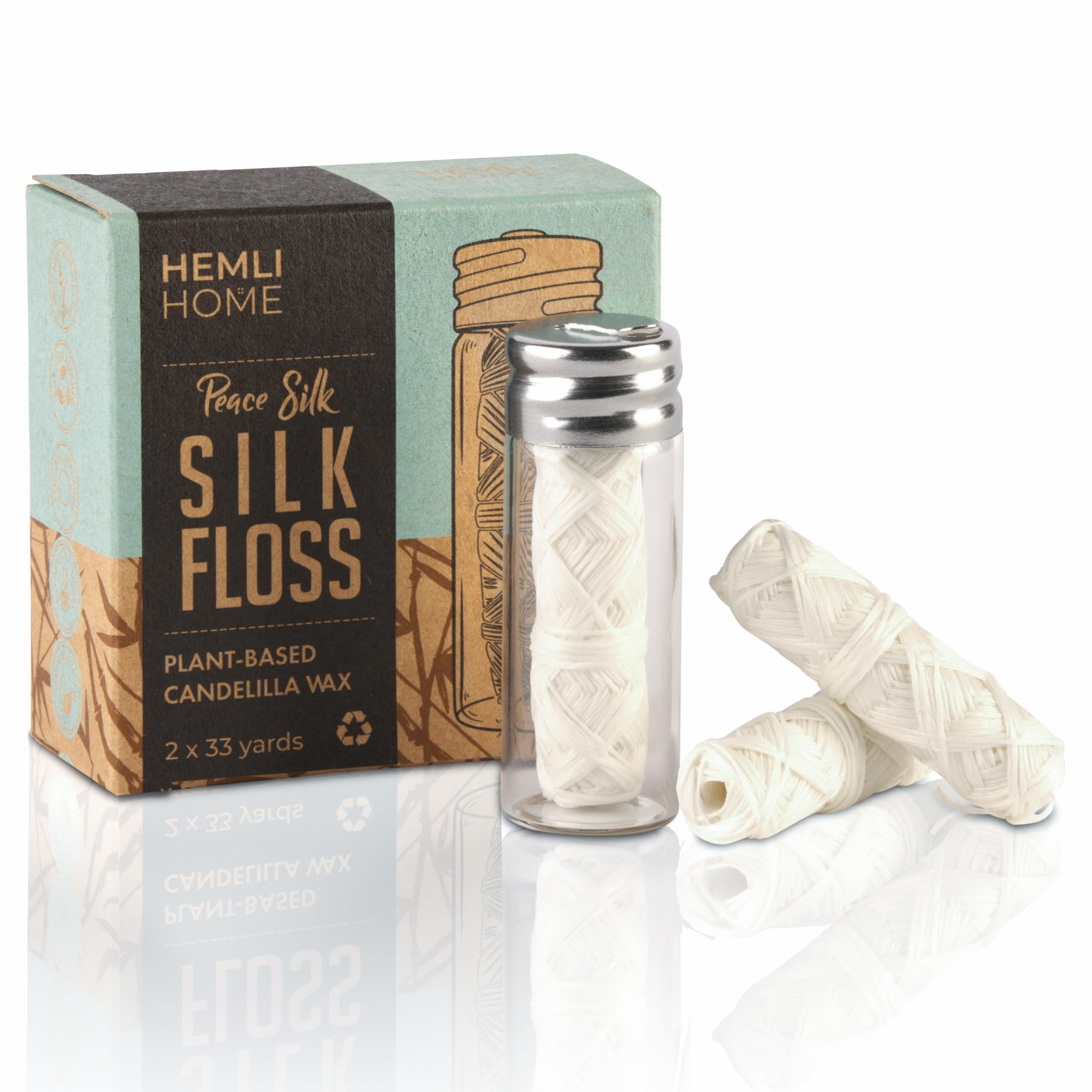 Biodegradable Silk Dental Floss OIF8 with Refillable Glass Container ...