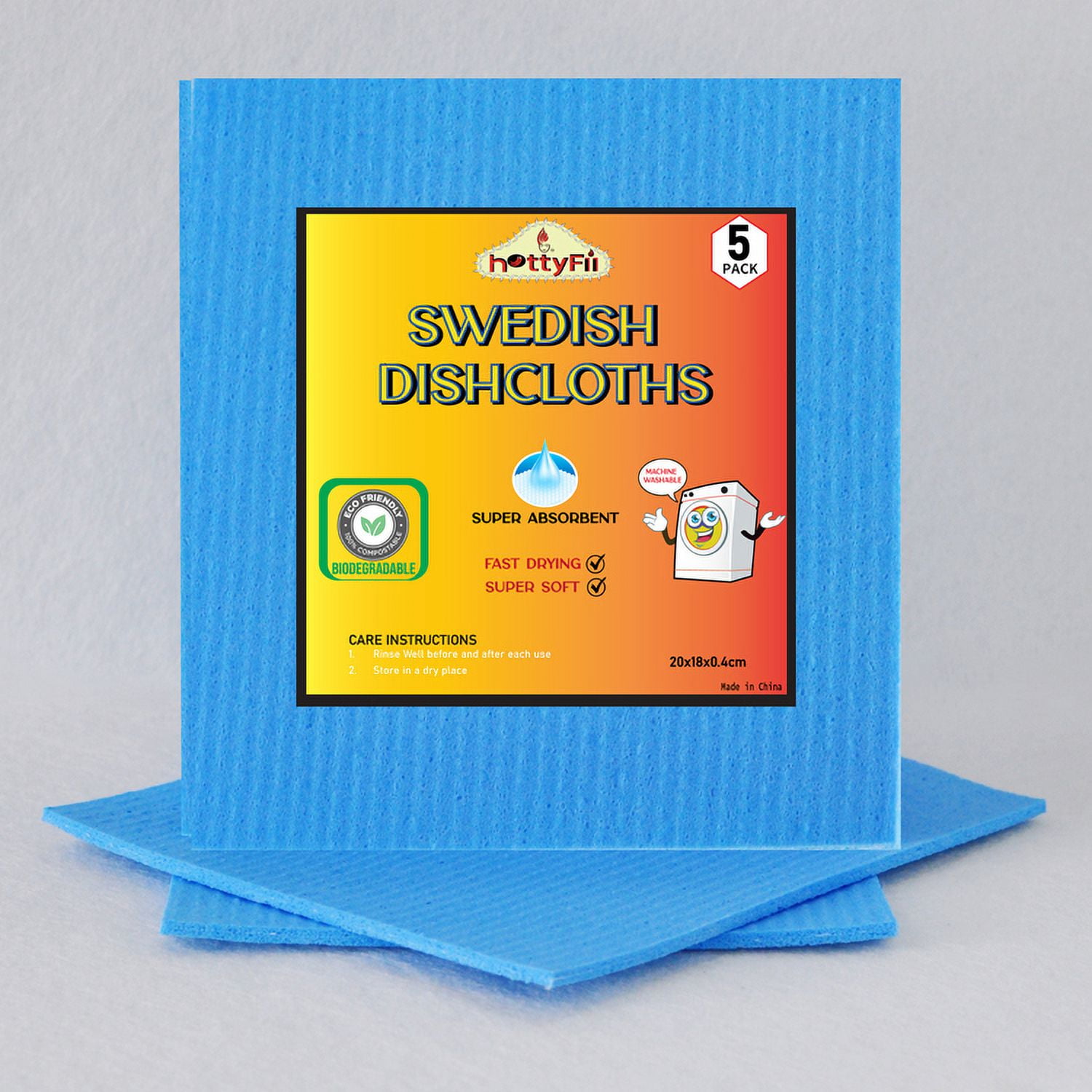 Biodegradable Swedish Dish Cloths - 2 - 5 Pack, Blue Reusable ...