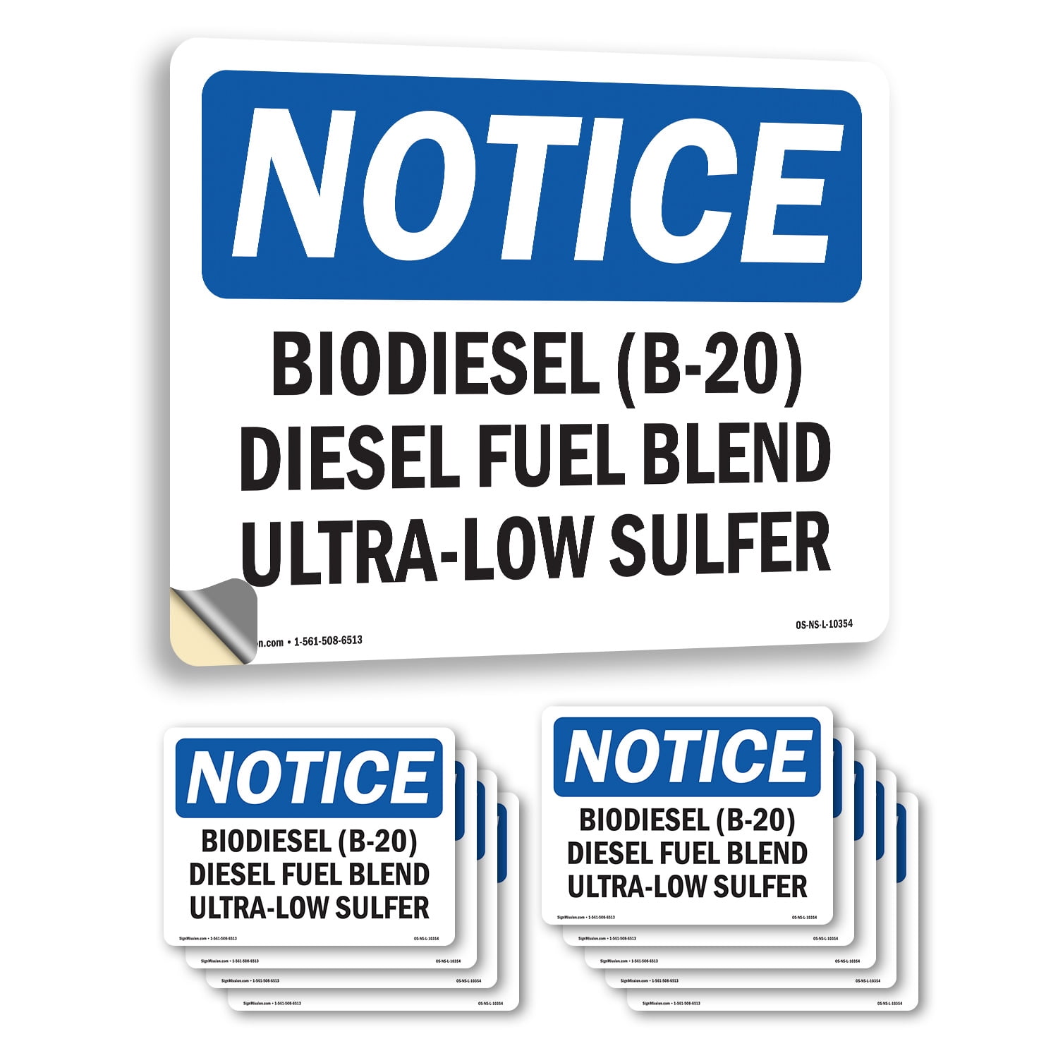 Biodiesel (B OSHA Notice Vinyl Decal Label 5 Inch x 3.5 Inch - 10 Pack ...