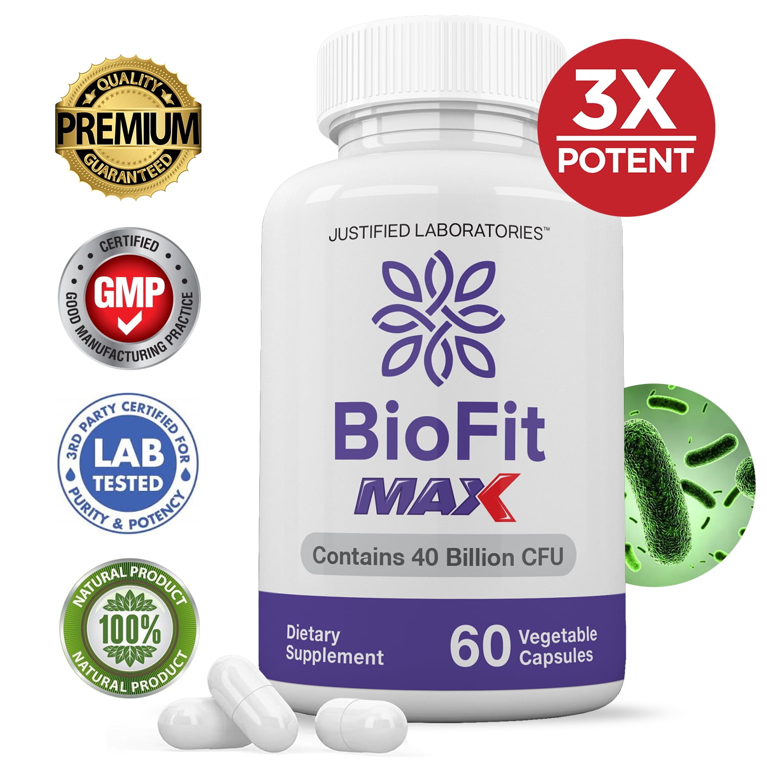 Biofit Max Probiotic 40 Billion CFU Supplement for Men and Women 60 ...