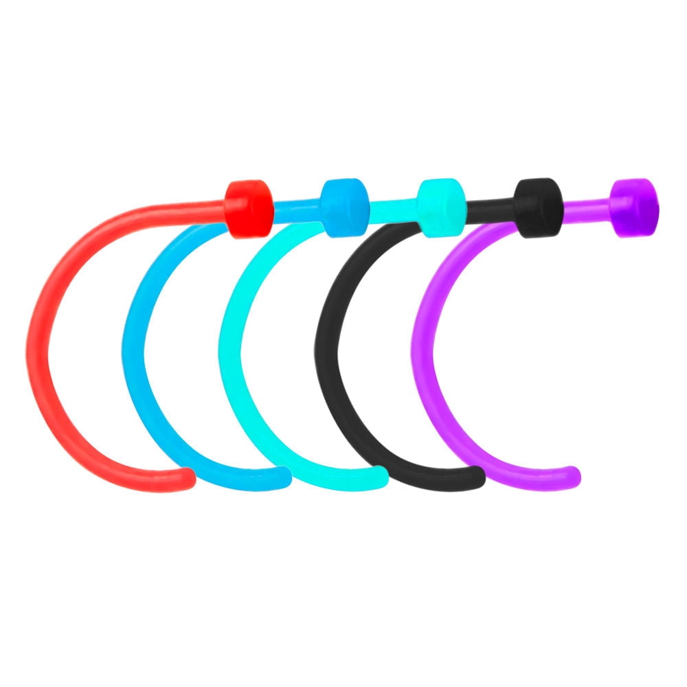 Bioflex Nose Piercing Hoops - 5-Pack Flexible Nose Hoops - 18ga-5/16 ...