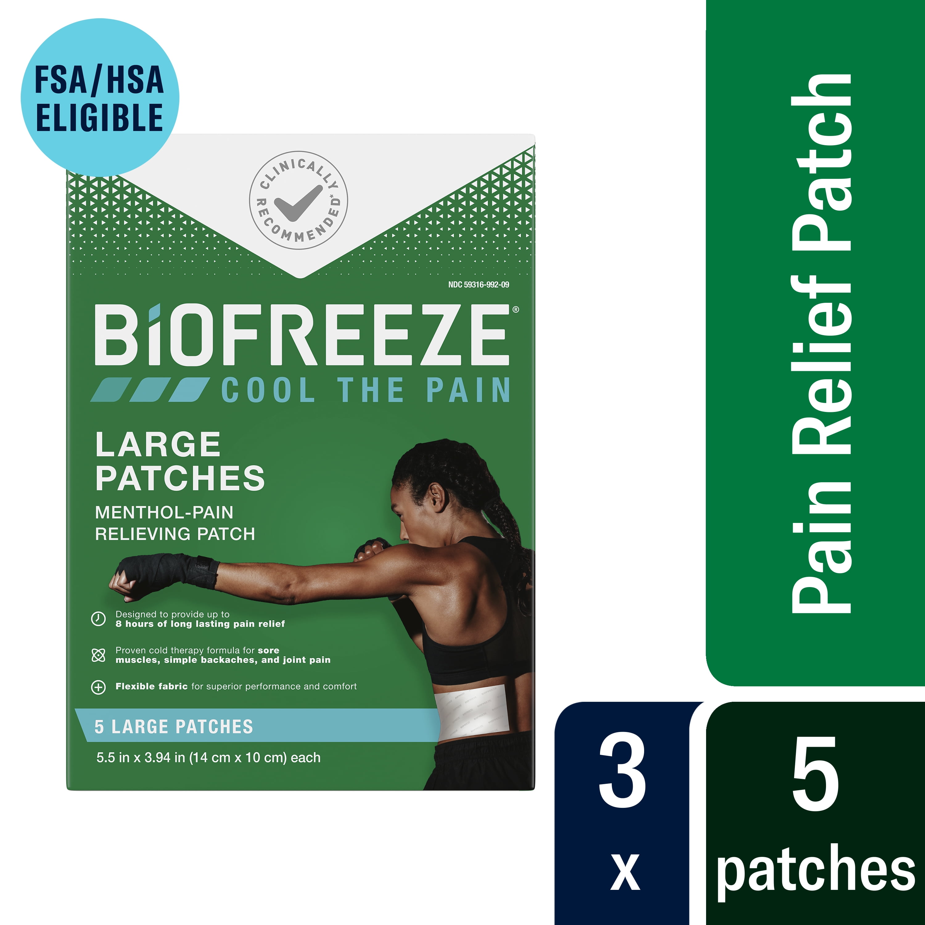 Biofreeze Menthol Pain Relieving Patches (5 Patches Per Box, Pack Of 3 ...