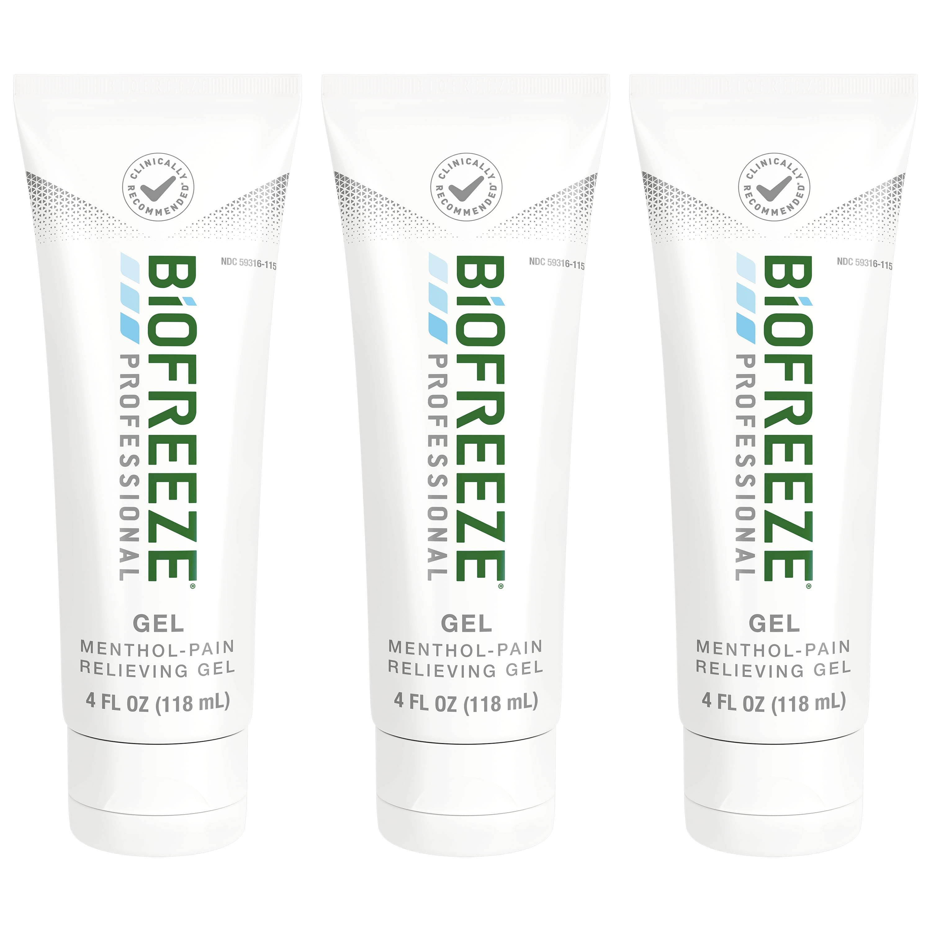 Biofreeze Professional Menthol Pain Relieving Gel 4 FL OZ Tube (Pack Of 3) For Pain Relief ...