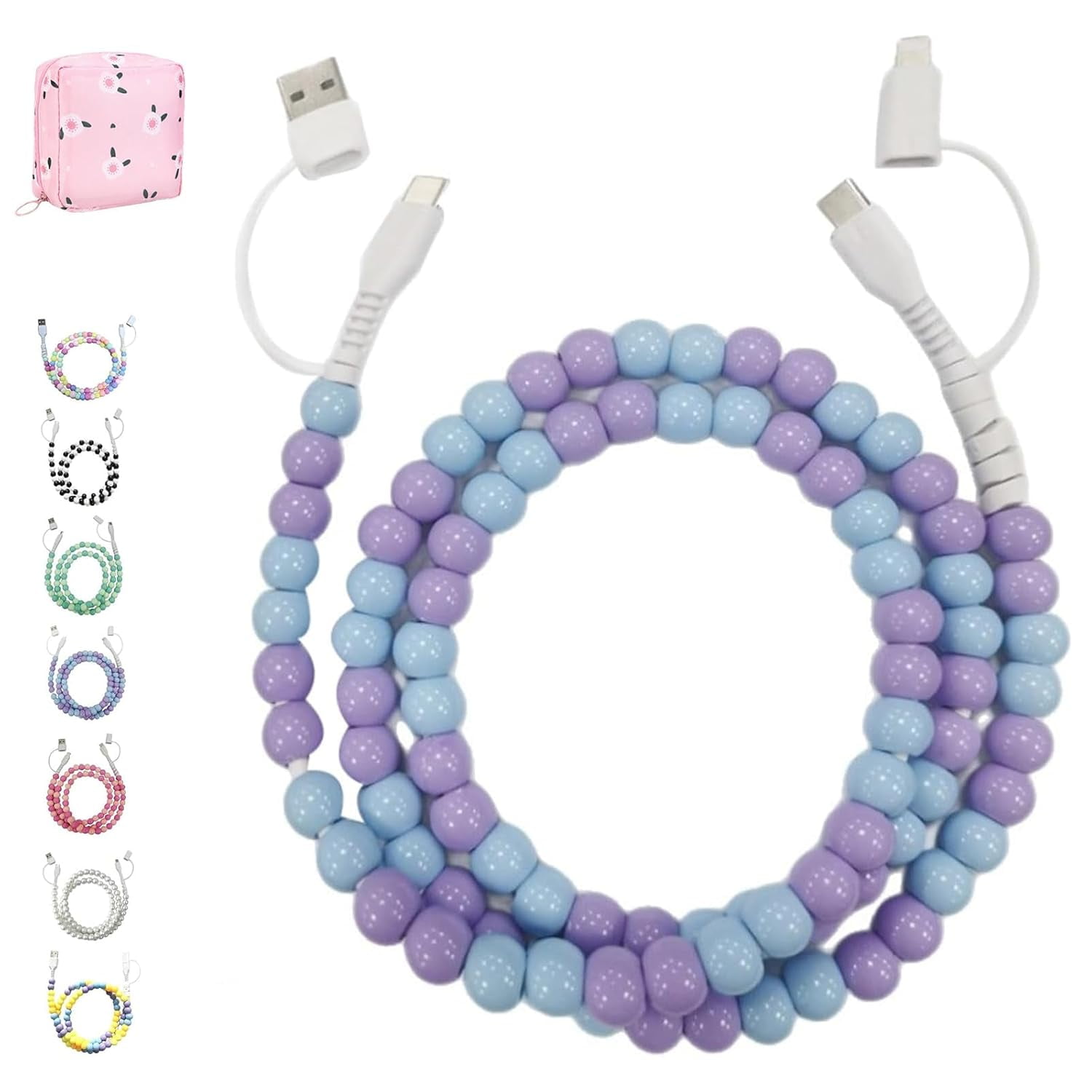 Biographyn 4-in-1 Beaded Charging Cord & Fast Charging Cable 66W ...