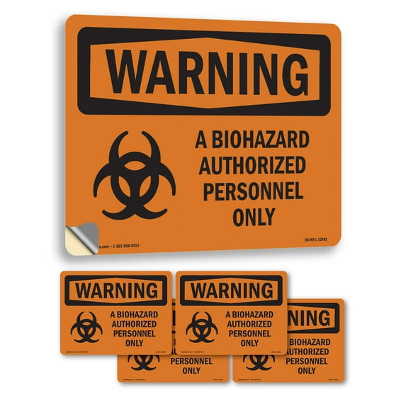 Biohazard Authorized Personnel Only OSHA WARNING Vinyl Decal Label 18 ...