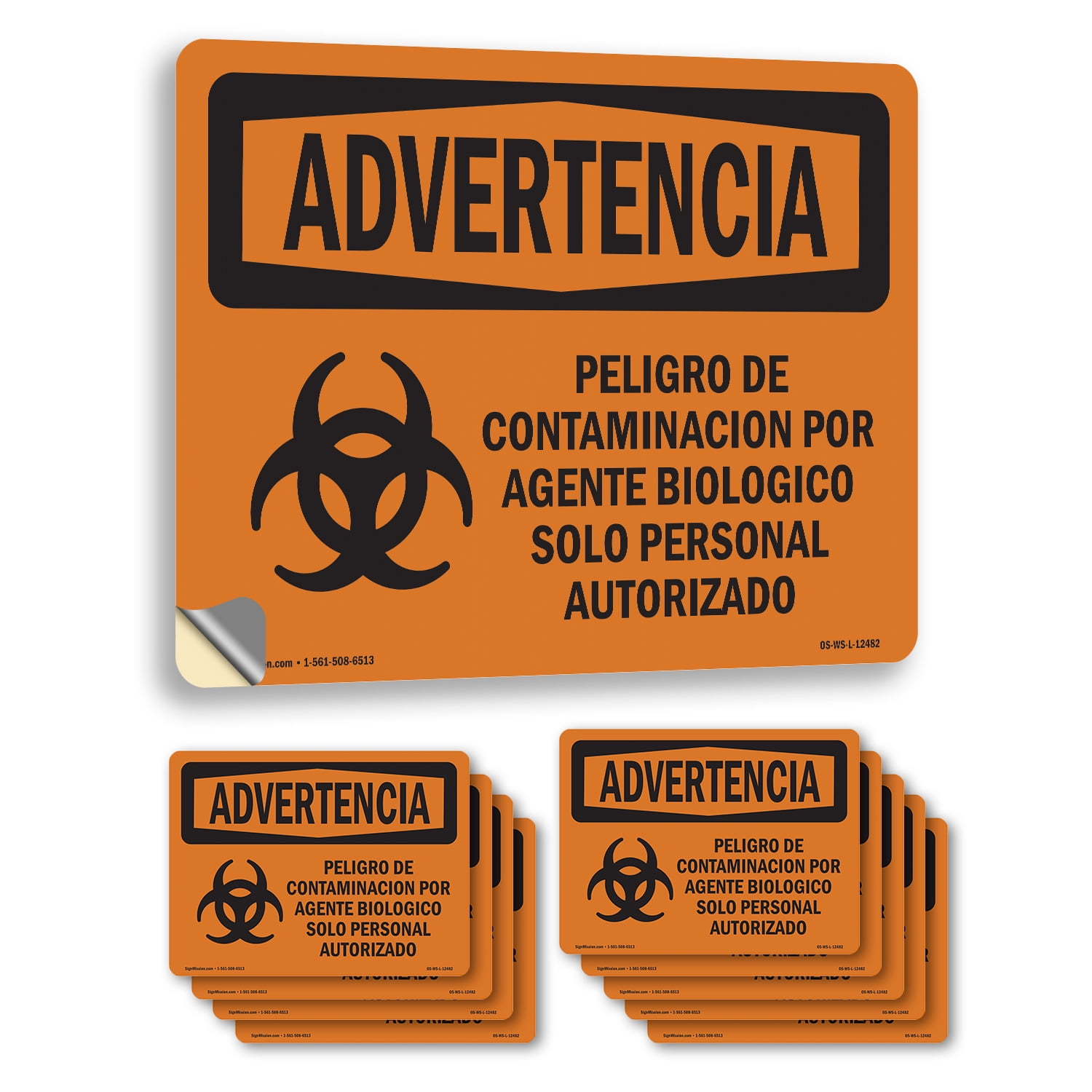 Biohazard Authorized Personnel Only Spanish OSHA WARNING Vinyl Decal ...
