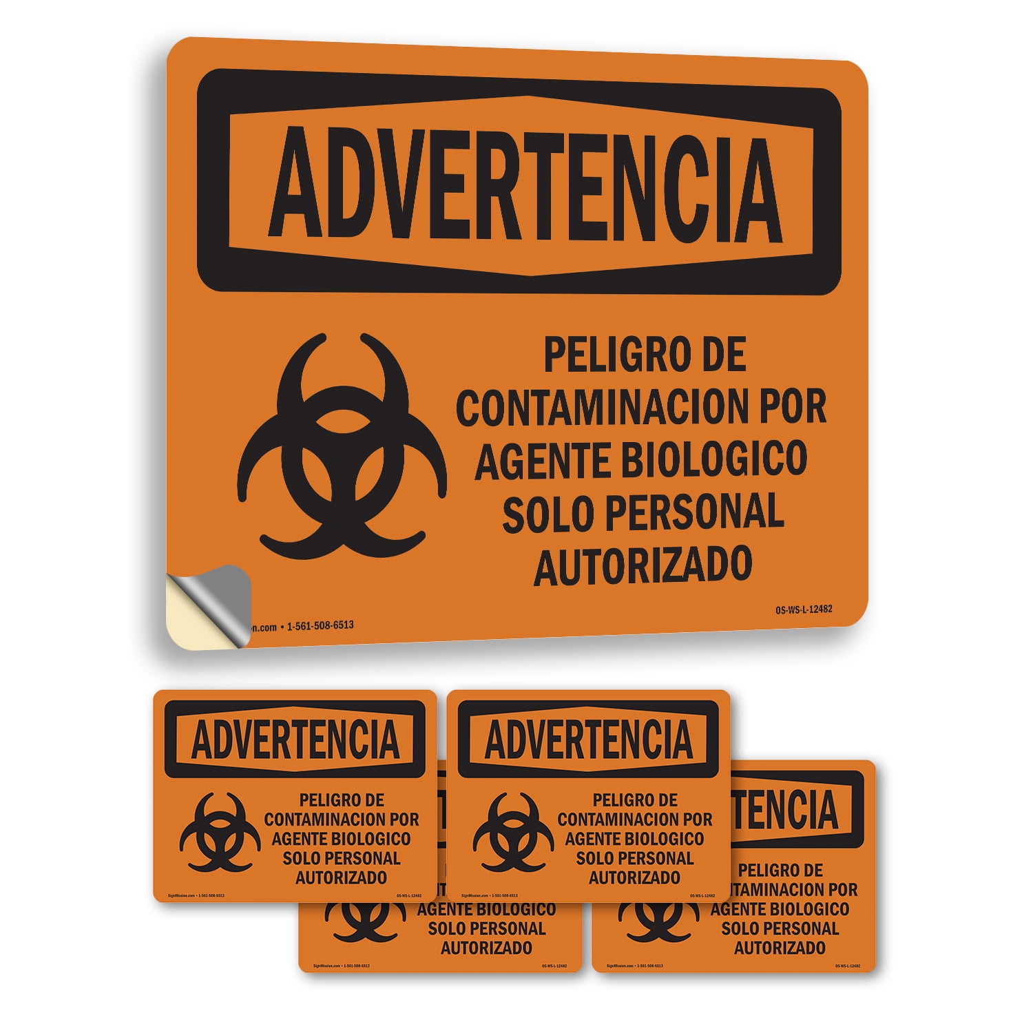 Biohazard Authorized Personnel Only Spanish OSHA WARNING Vinyl Decal ...
